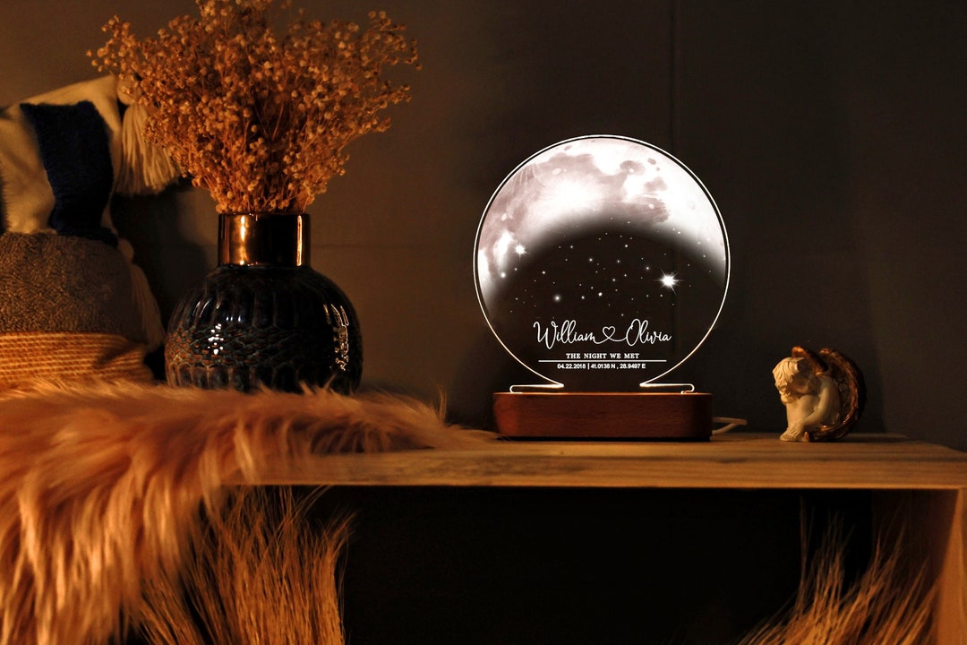 Unique Wedding Gift Ideas - Custom Moon Phase Print - Acrylic Moon Lamp ...