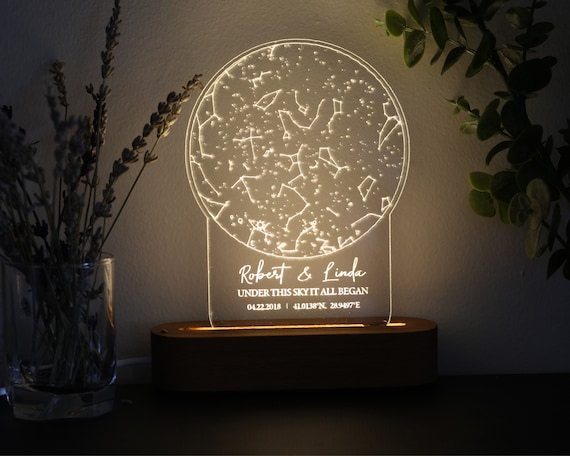 Star Map on Night Light Personalized Constellation Map - Etsy
