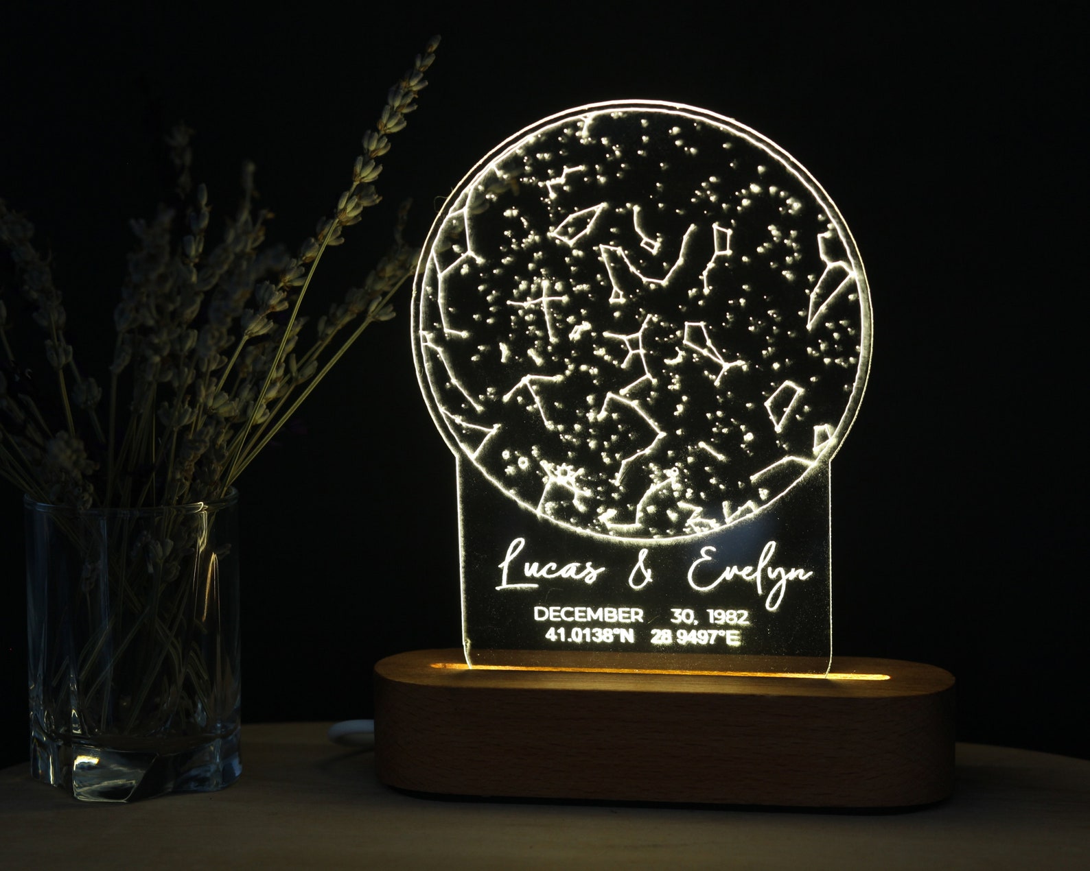 Star Map on Night Light Personalized Constellation Map - Etsy