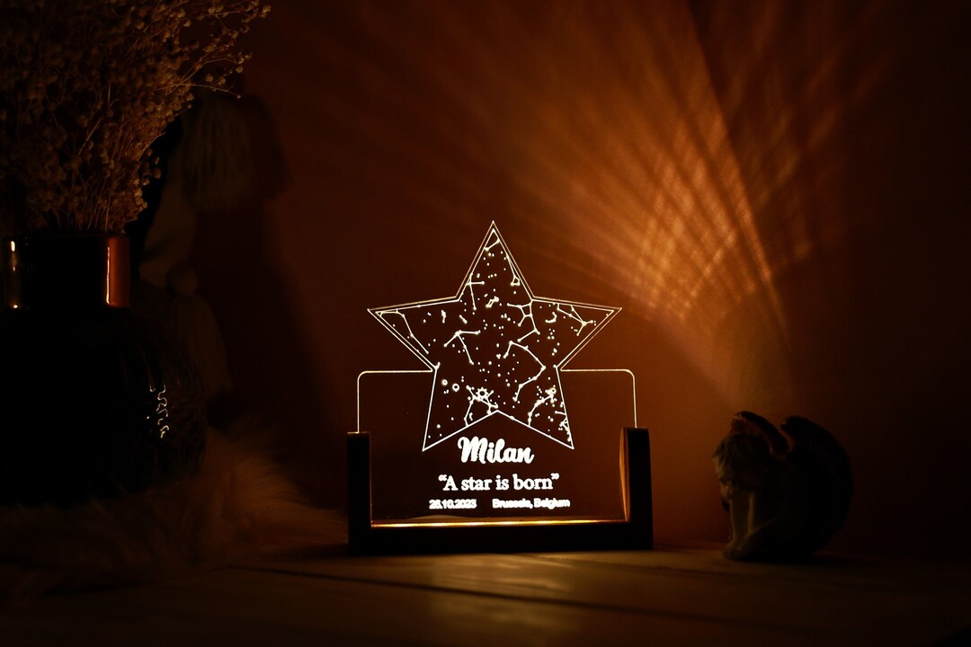 Personalized Birthday Gift - A Star is Born Night Light - 1st 2nd 3rd ...
