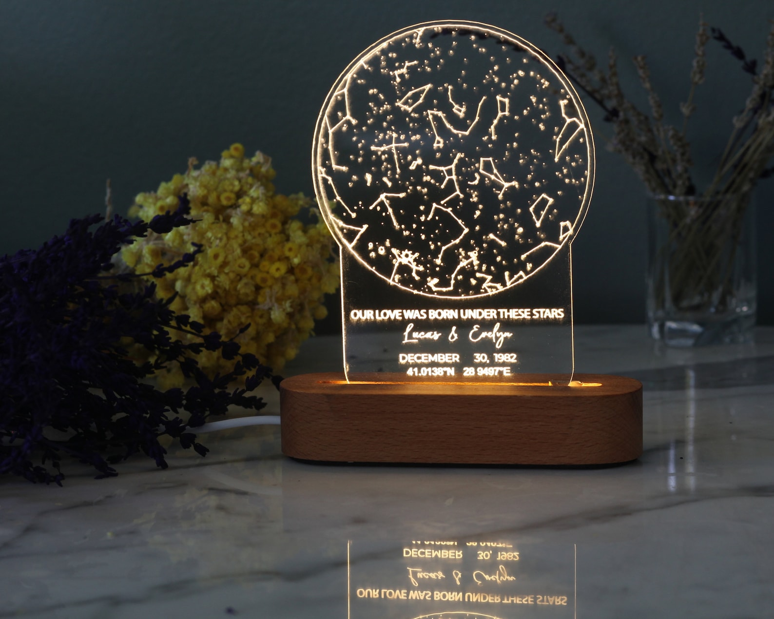 Star Map on Night Light Personalized Constellation Map - Etsy