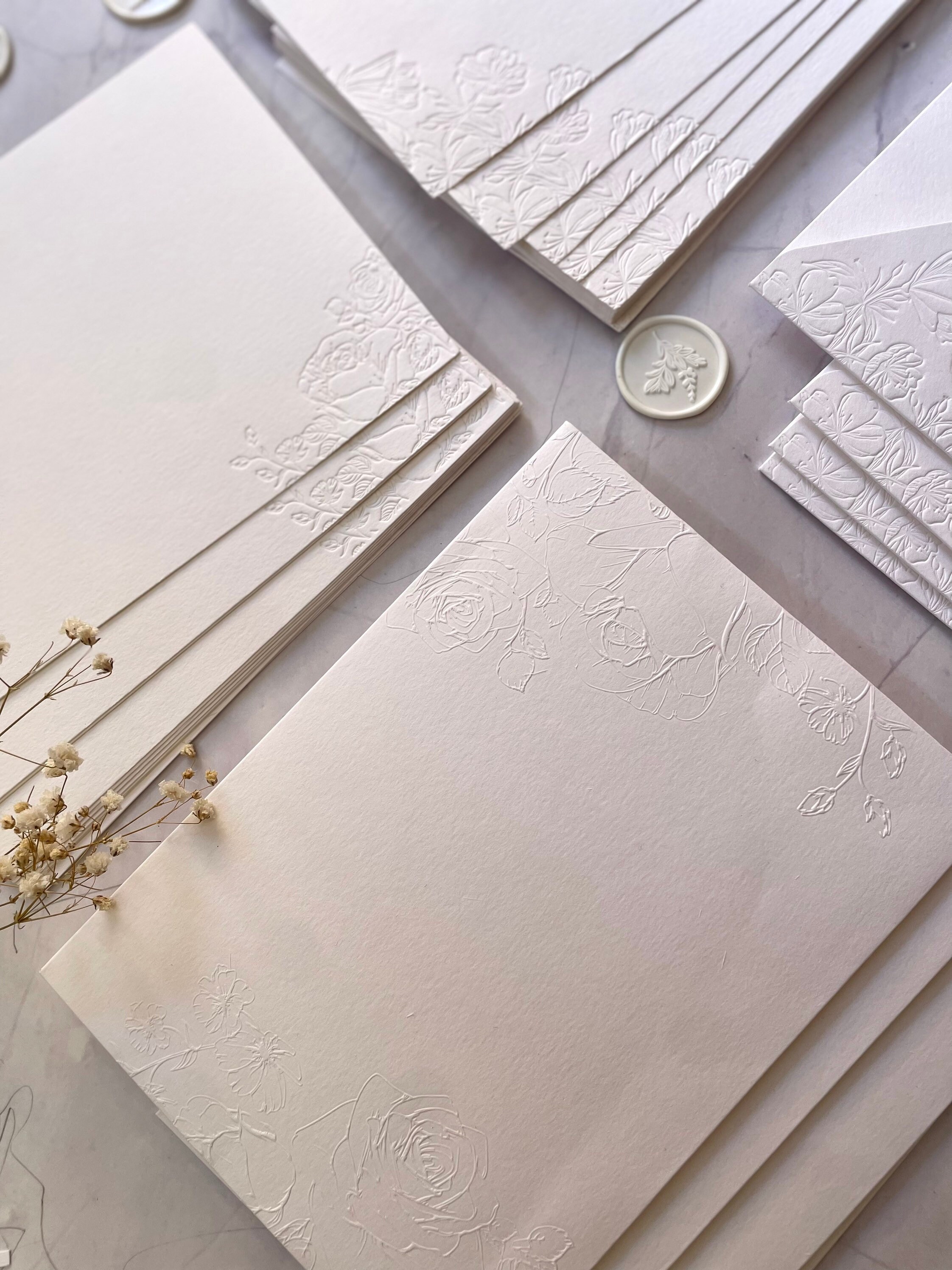 DIY 300gsm Debossed Cotton Card Stock and Matching Embossed Envelopes ...