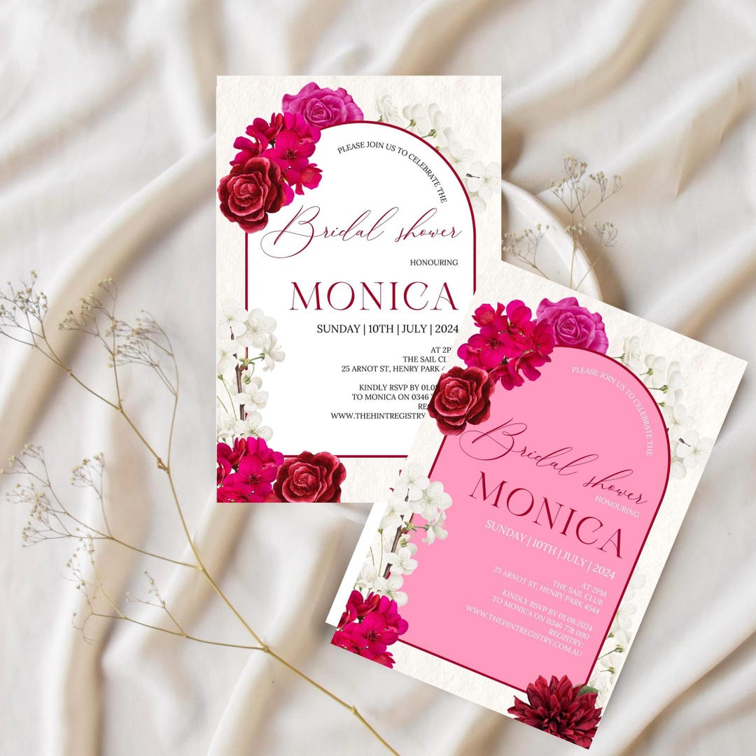 Red Floral Bridal Shower Invitation: Editable Template - Etsy