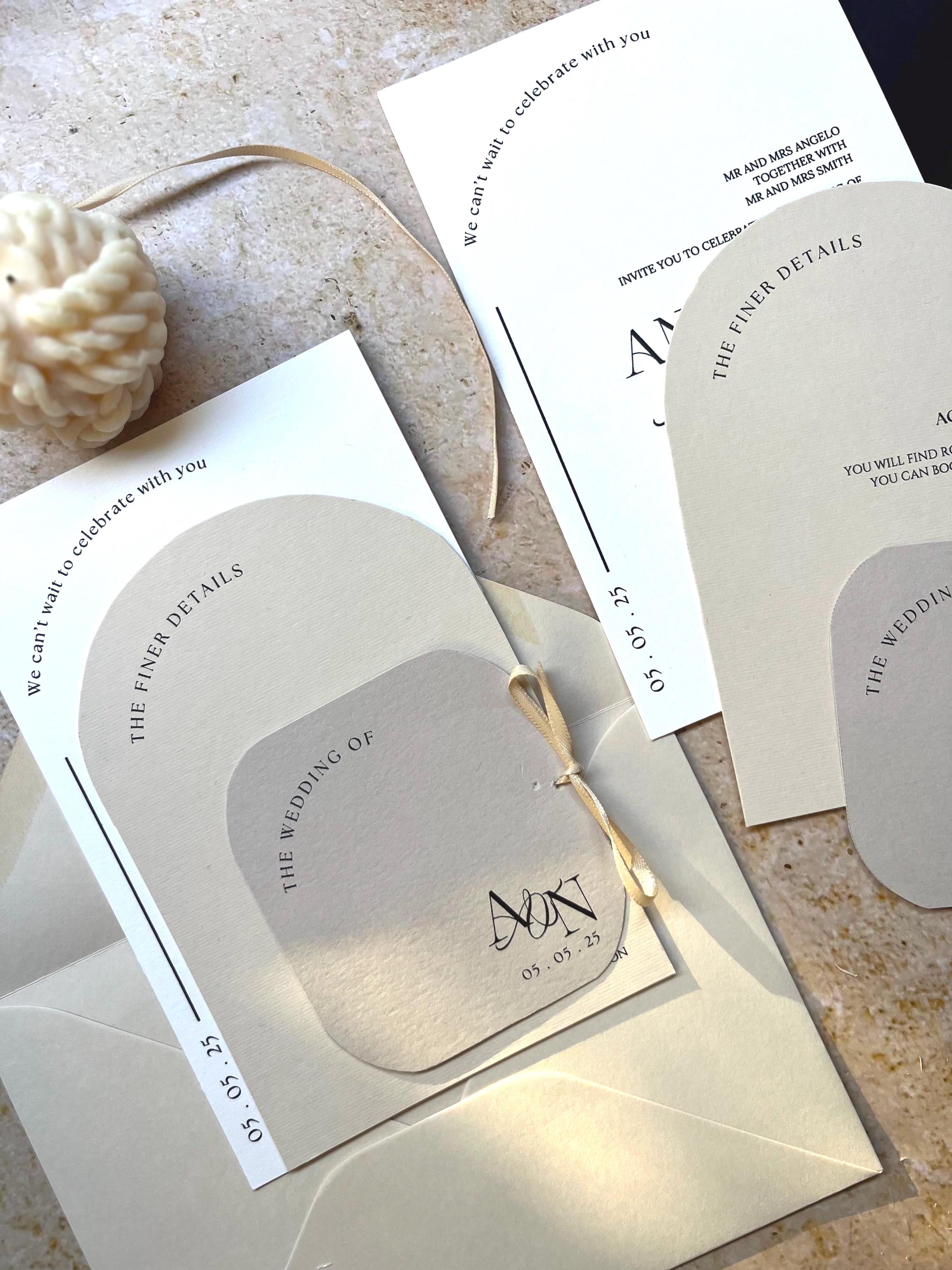 Printable Arch Wedding Invitation Template: Beige & Grey (canva) - Etsy