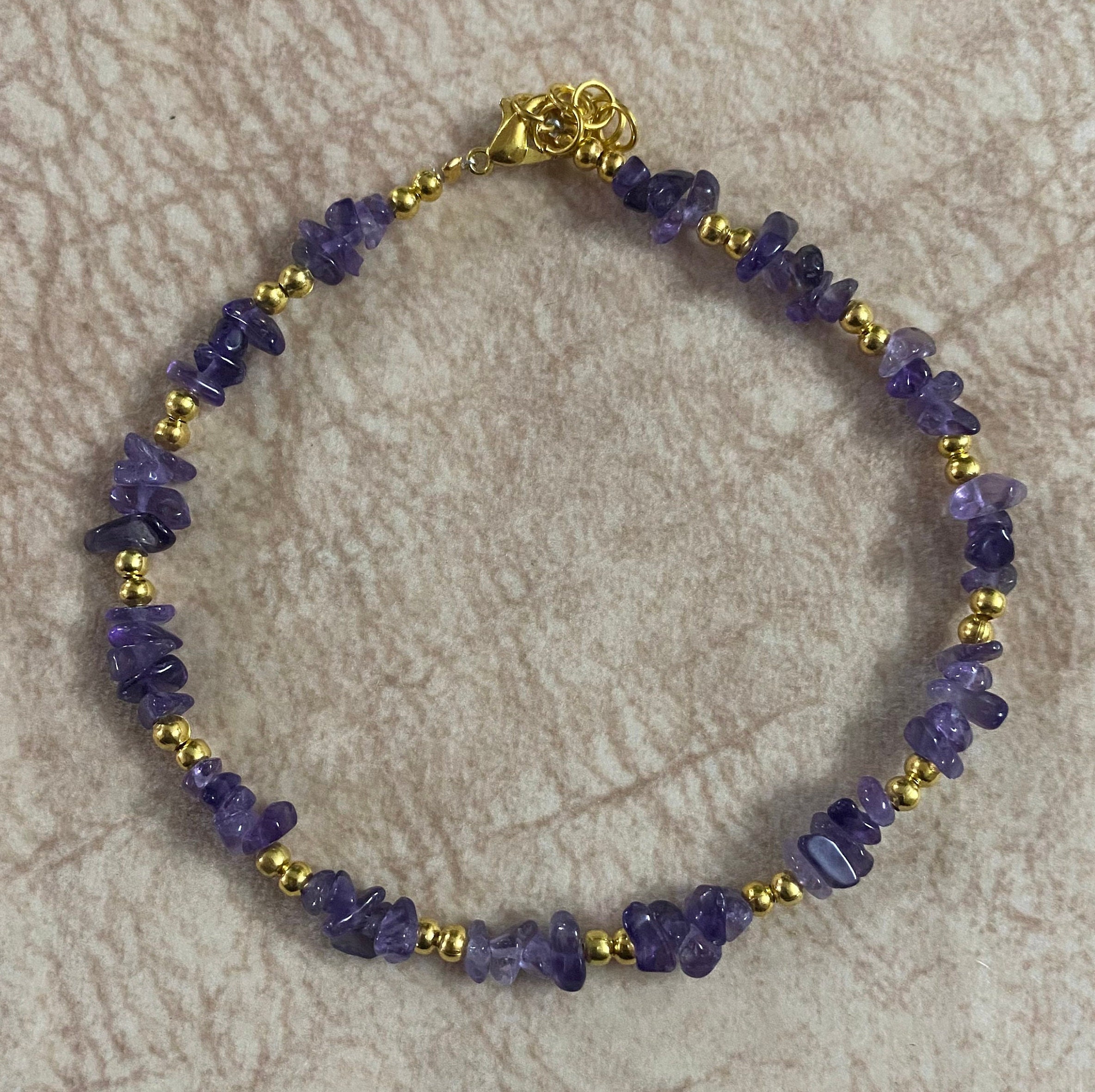 Amethyst Anklet Crystal Gemstone Yoga Energy Spiritual Stone Anklet ...