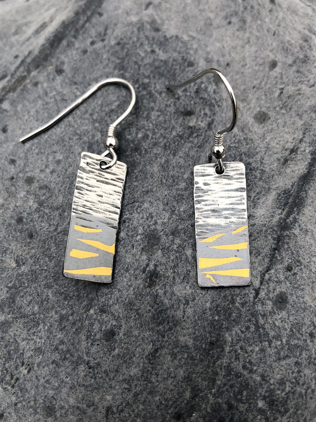 Keum Boo Fine Silver & 24K Gold Earrings - Etsy