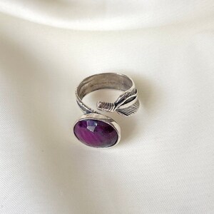 Ruby Wrap Leaf Ring Sterling Silver, Genuine Red Ruby Ring, Angel Wing ...