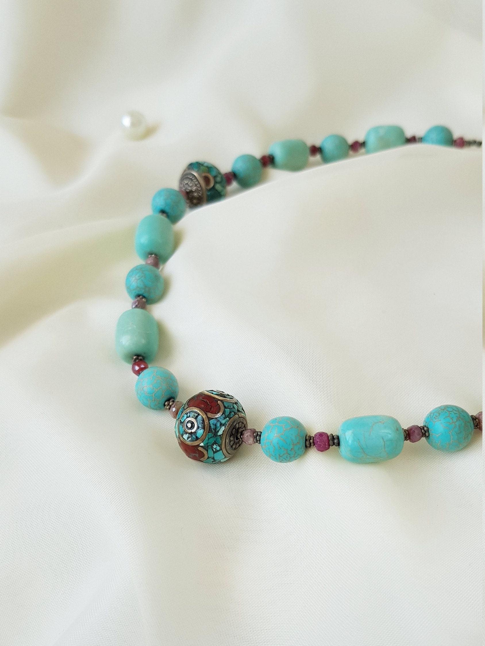 Natural Turquoise Mosaic Necklace Turquoise Chip Inlay - Etsy