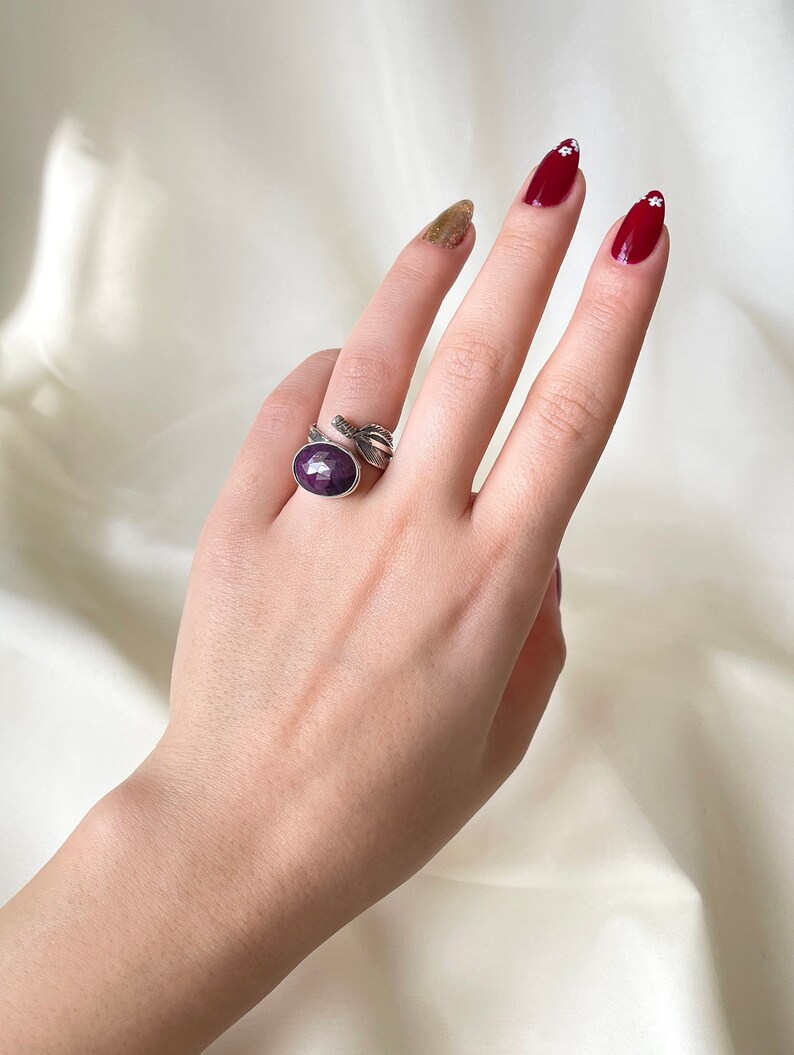 Ruby Wrap Leaf Ring Sterling Silver Genuine Red Ruby Ring - Etsy