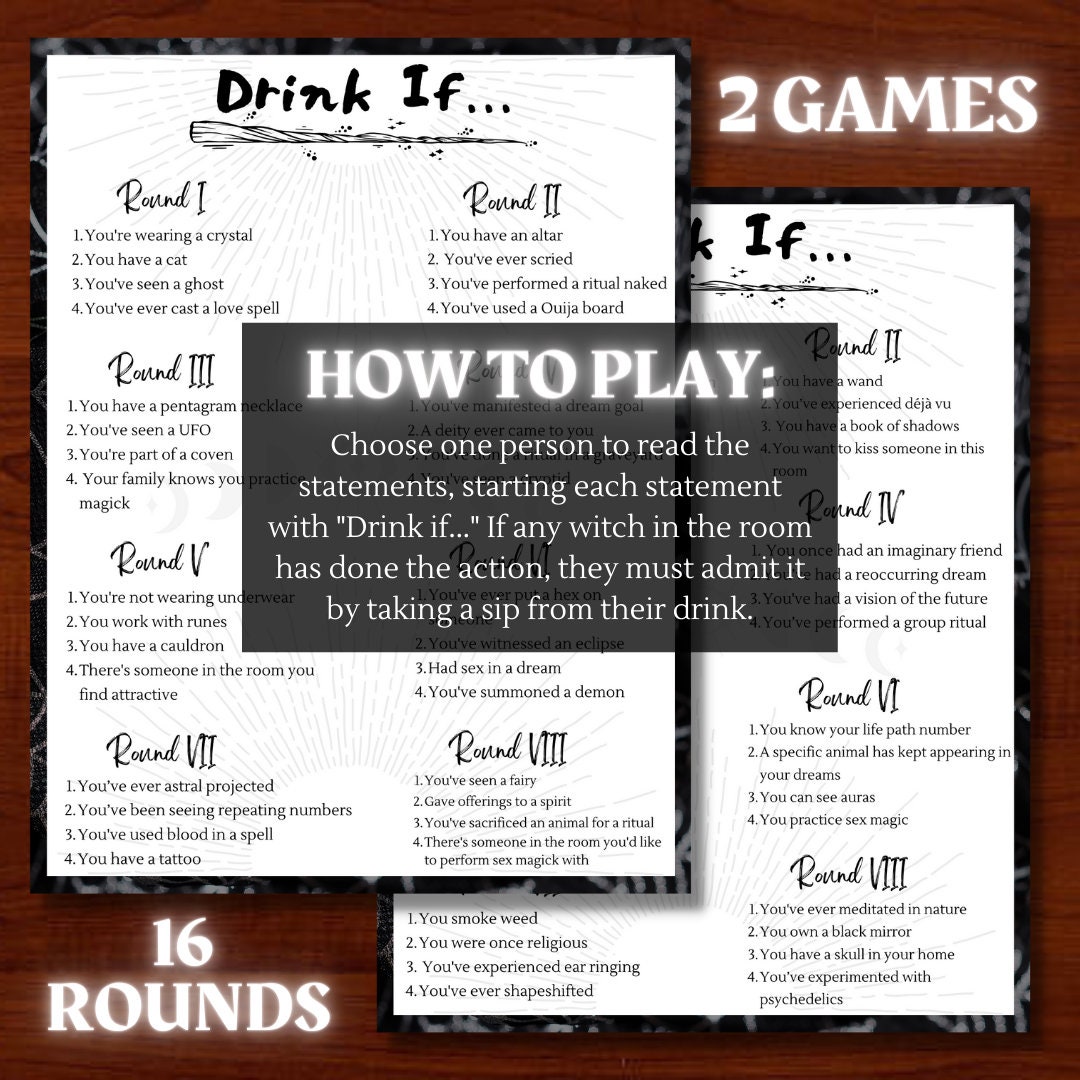 Witchy Drinking Game: Party Game for Witches Drink If Game - Etsy
