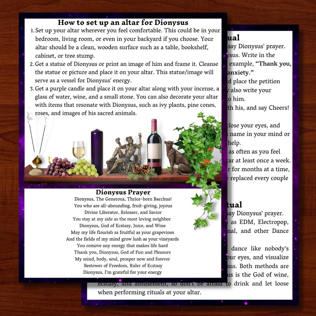 How to Evoke Dionysus: Greek God Altar Guide Printable Greek - Etsy ...