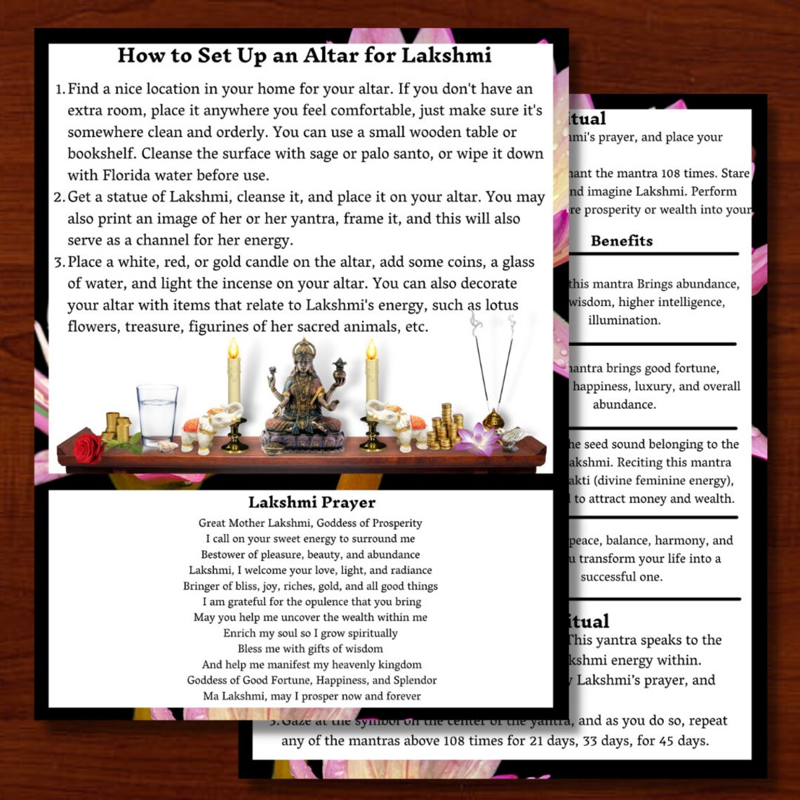 Goddess Lakshmi Evocation Guide: Altar Guide Printable How - Etsy