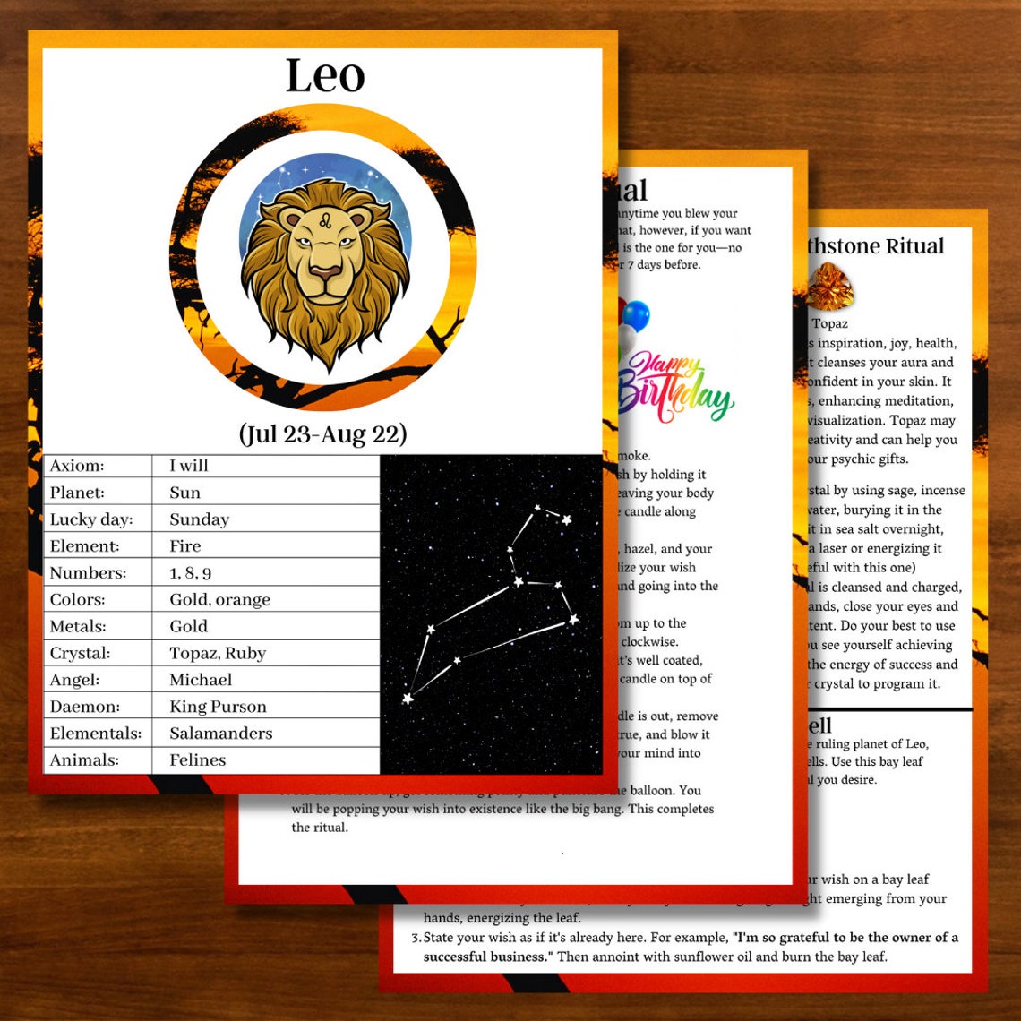 Leo Magick: 12 Leo Spells & Rituals for Your Grimoire Leo | Etsy