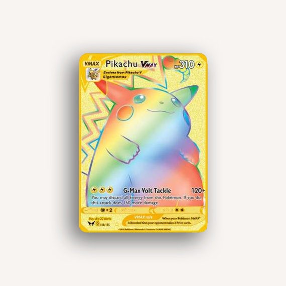 Rainbow Pikachu VMAX Metal Card | Etsy