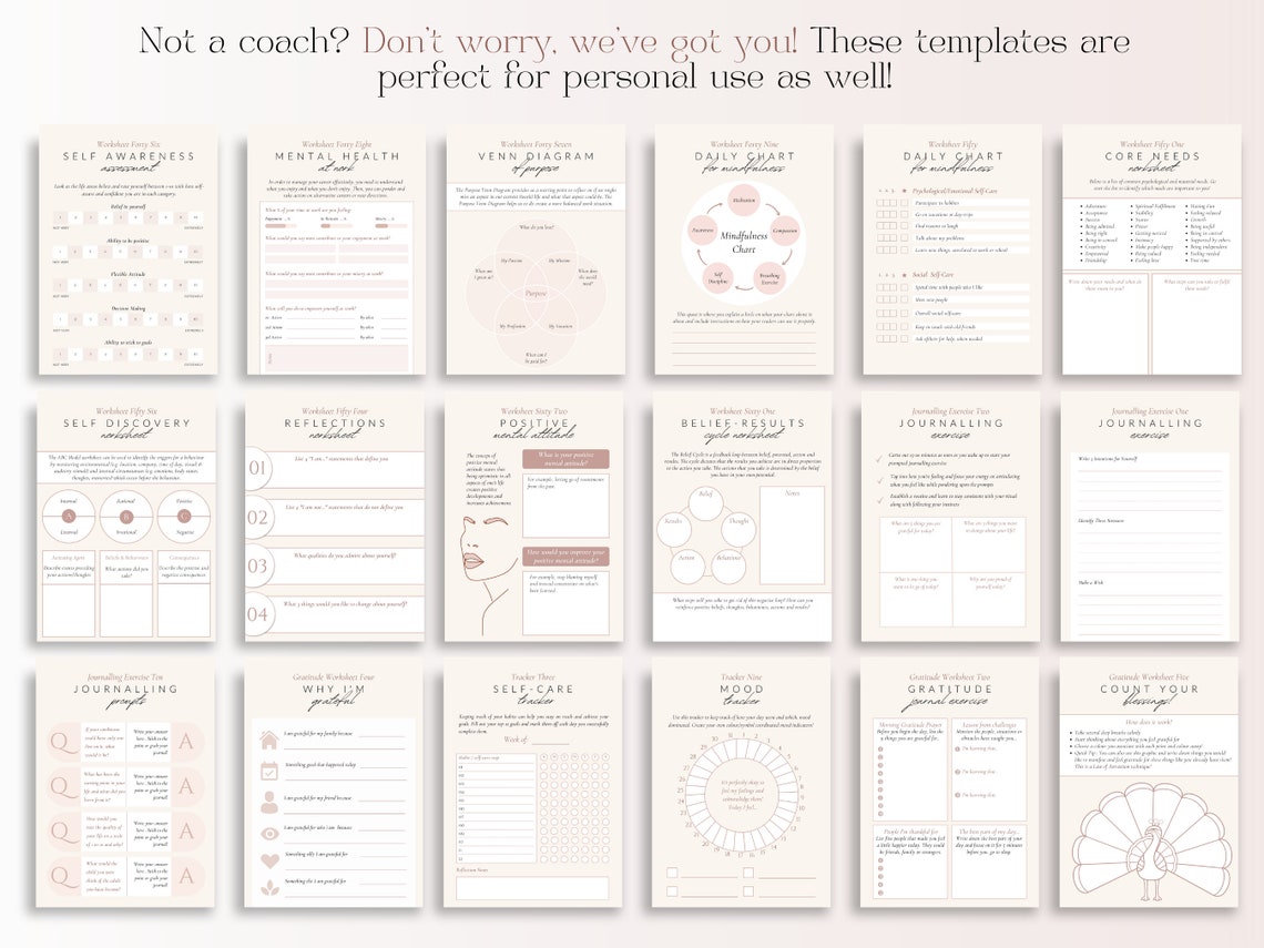 Self-care Coaching Worksheets Canva Templates, Coaching Canva Templates ...