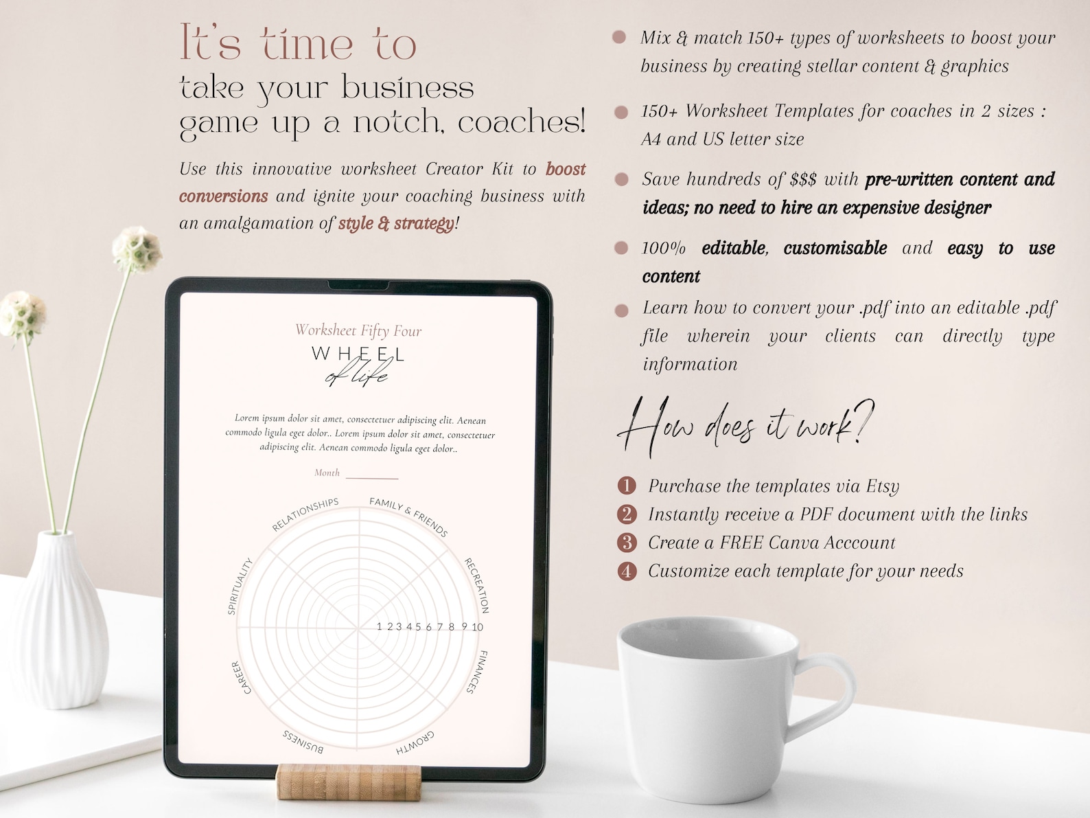 Self-care Coaching Worksheets: Canva Template Bundle, 152 Lead Magnet ...