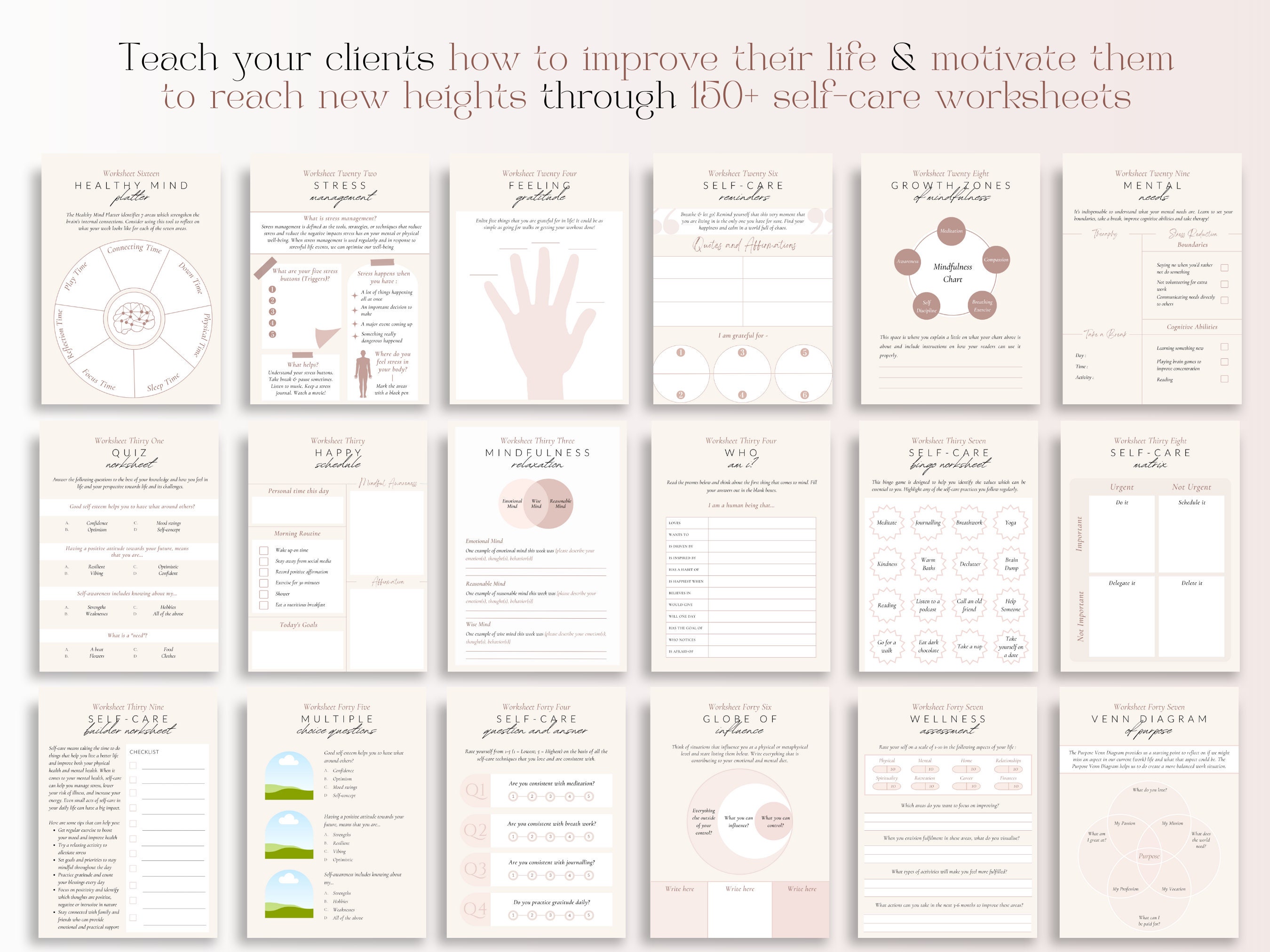 Self-care Coaching Worksheets: Canva Template Bundle, 152 Lead Magnet ...