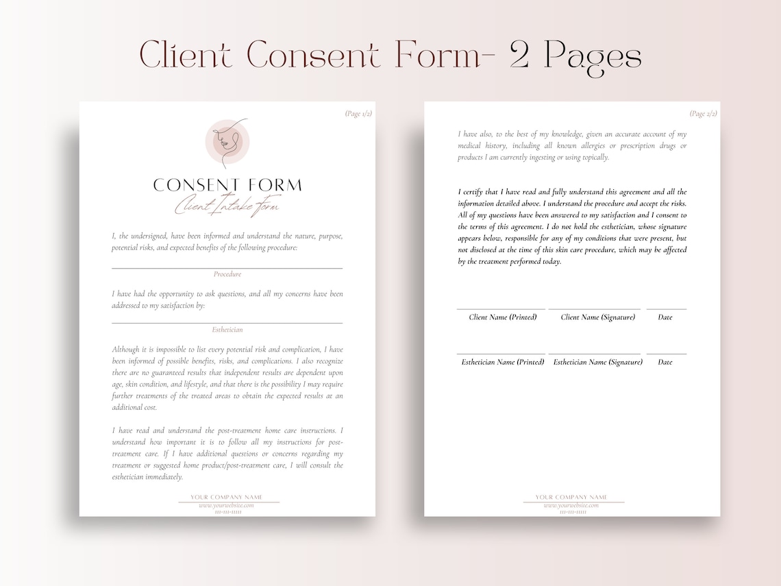 Facial Treatment Form, Printable Skincare Consent Form, Canva Template ...