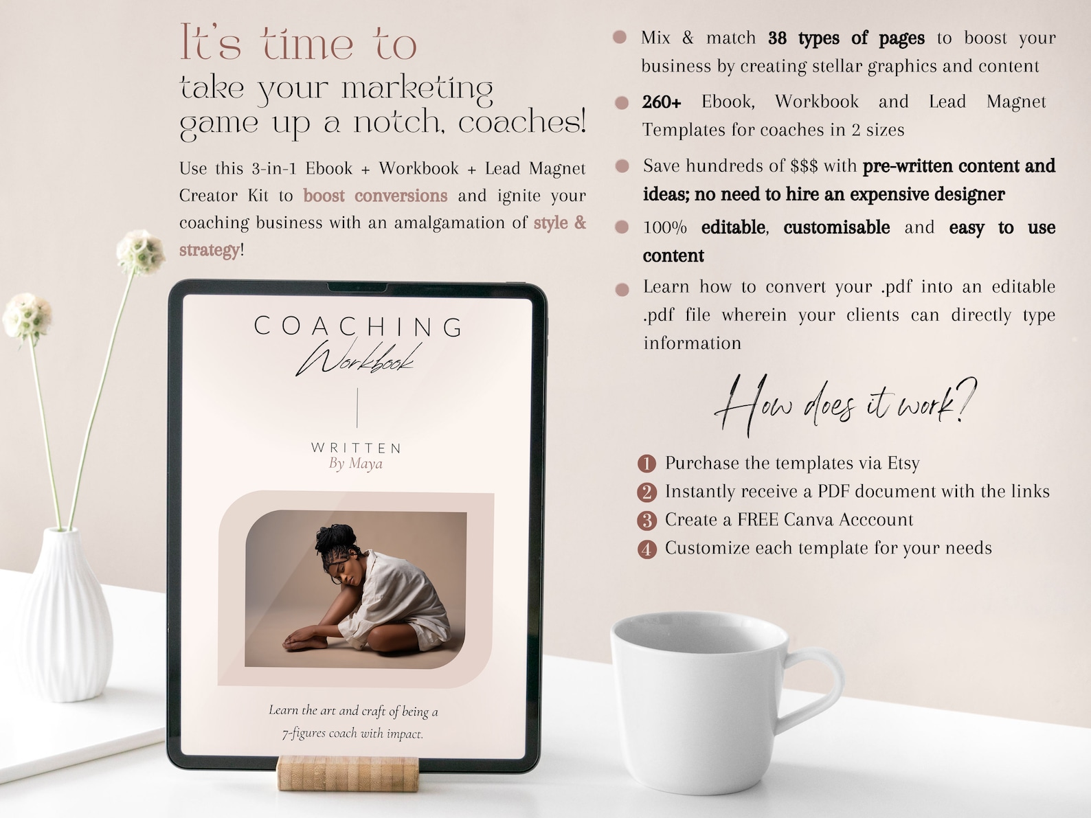 Ebook Template Canva, Workbook, Coaching Workbook Canva Template for ...