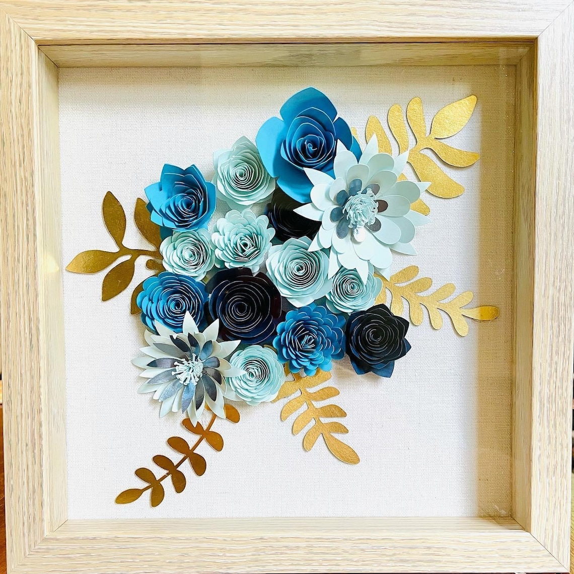 9x9 Paper Flower Shadow Box - Etsy