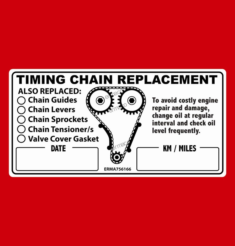 Timing Chain Stickers Replacement Reminder List of Parts - Etsy