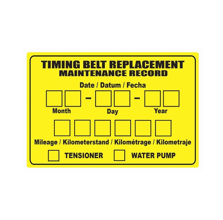 Timing Belt Stickers, Replacement Reminder, Glossy Yellow Polyester ...