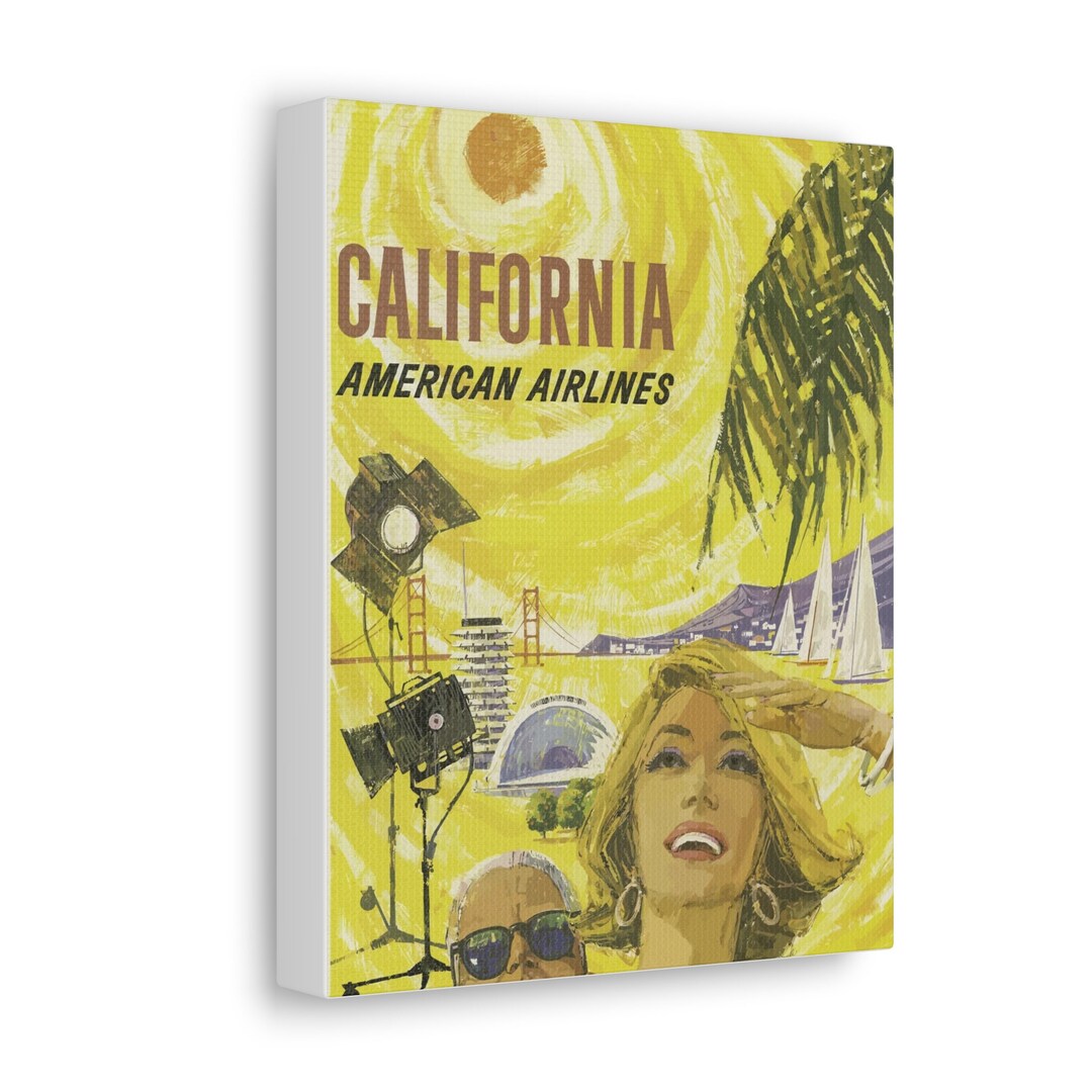 California via American Airlines Wall Art Canvas - Etsy
