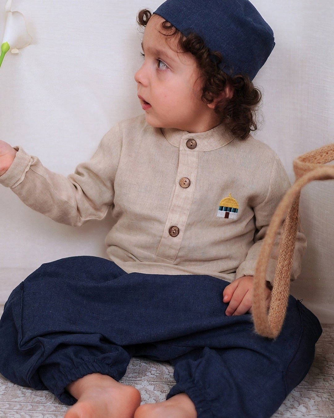 Muslim Boy Clothes Linen Shirt Kaaba Masjid Alaqsa T Shirt Islamic Gift ...