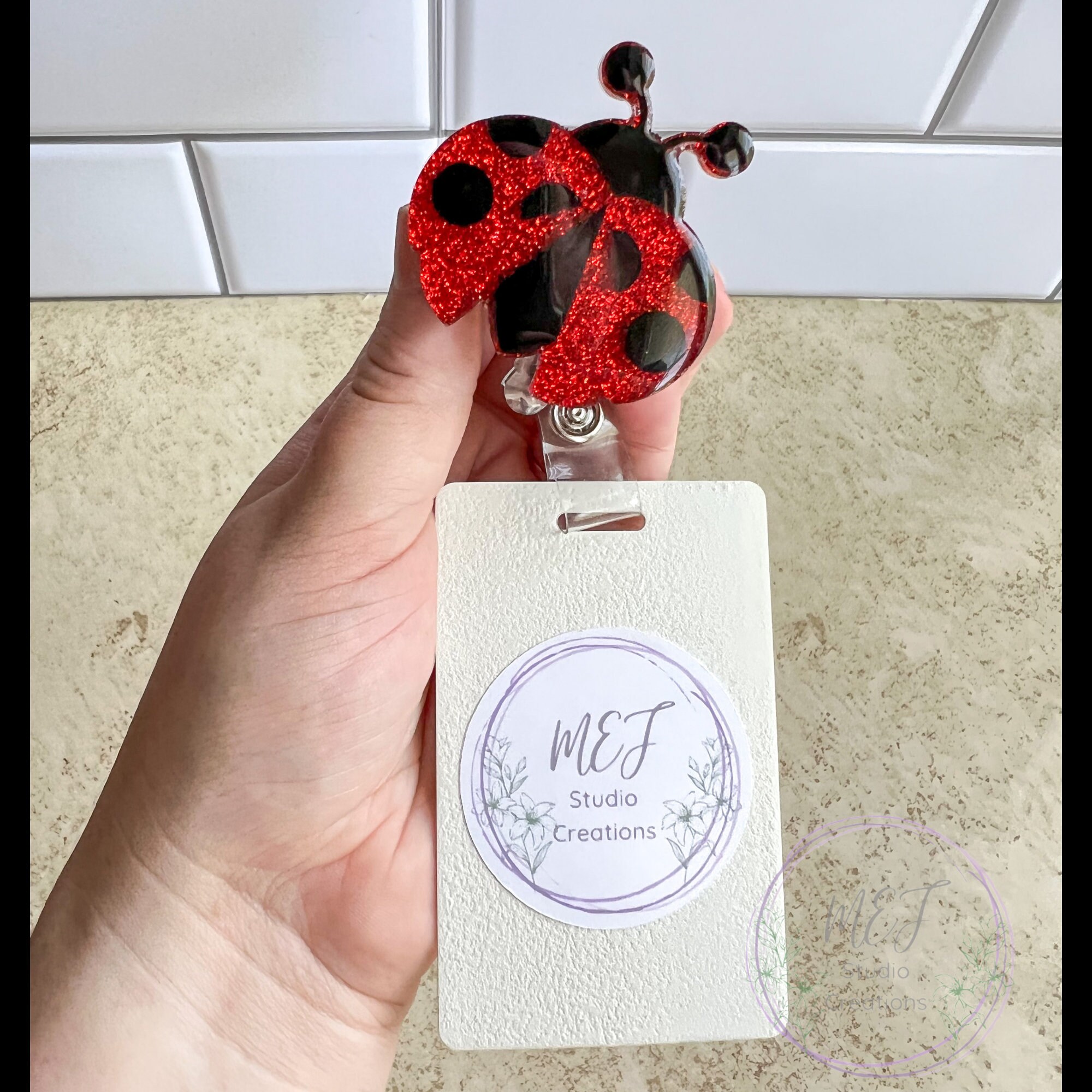 Ladybug Glitter Interchangeable Badge Reel Ladybug Glitter - Etsy