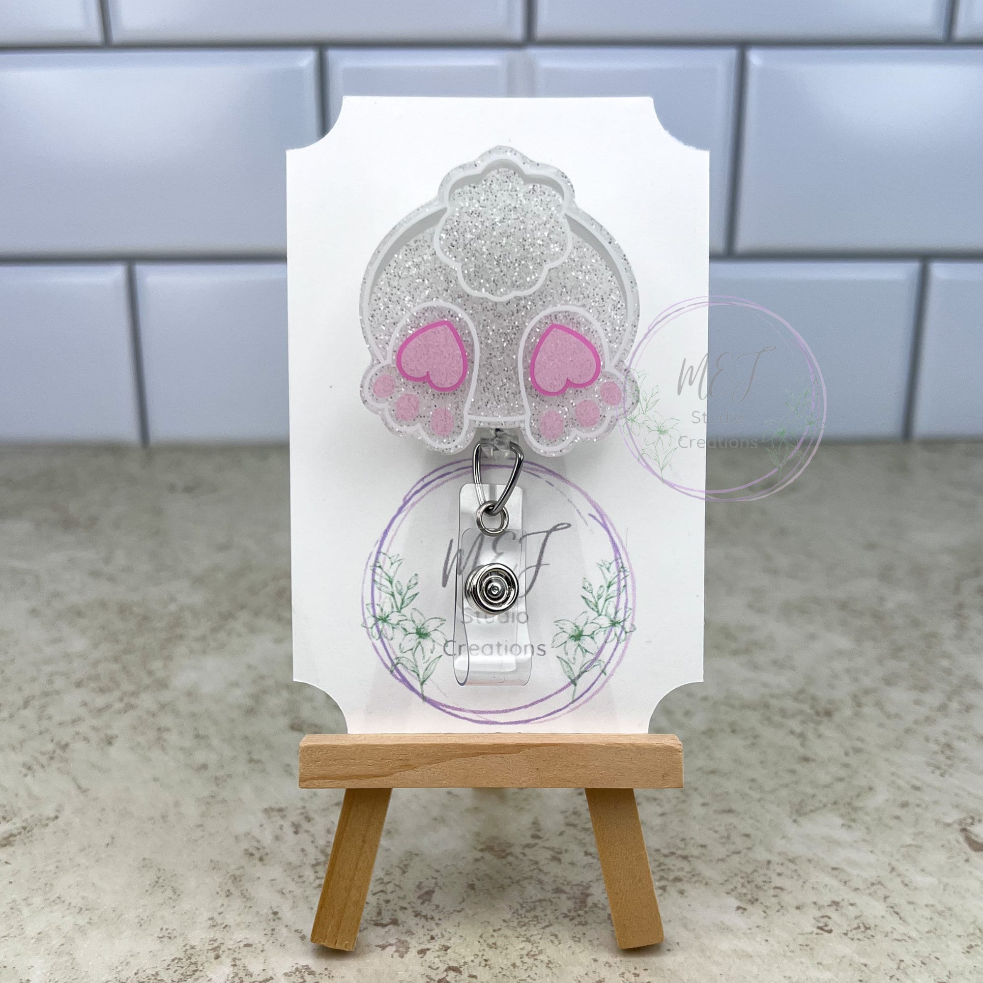 Bunny Butt Glitter Interchangeable Badge Reel White Glitter - Etsy