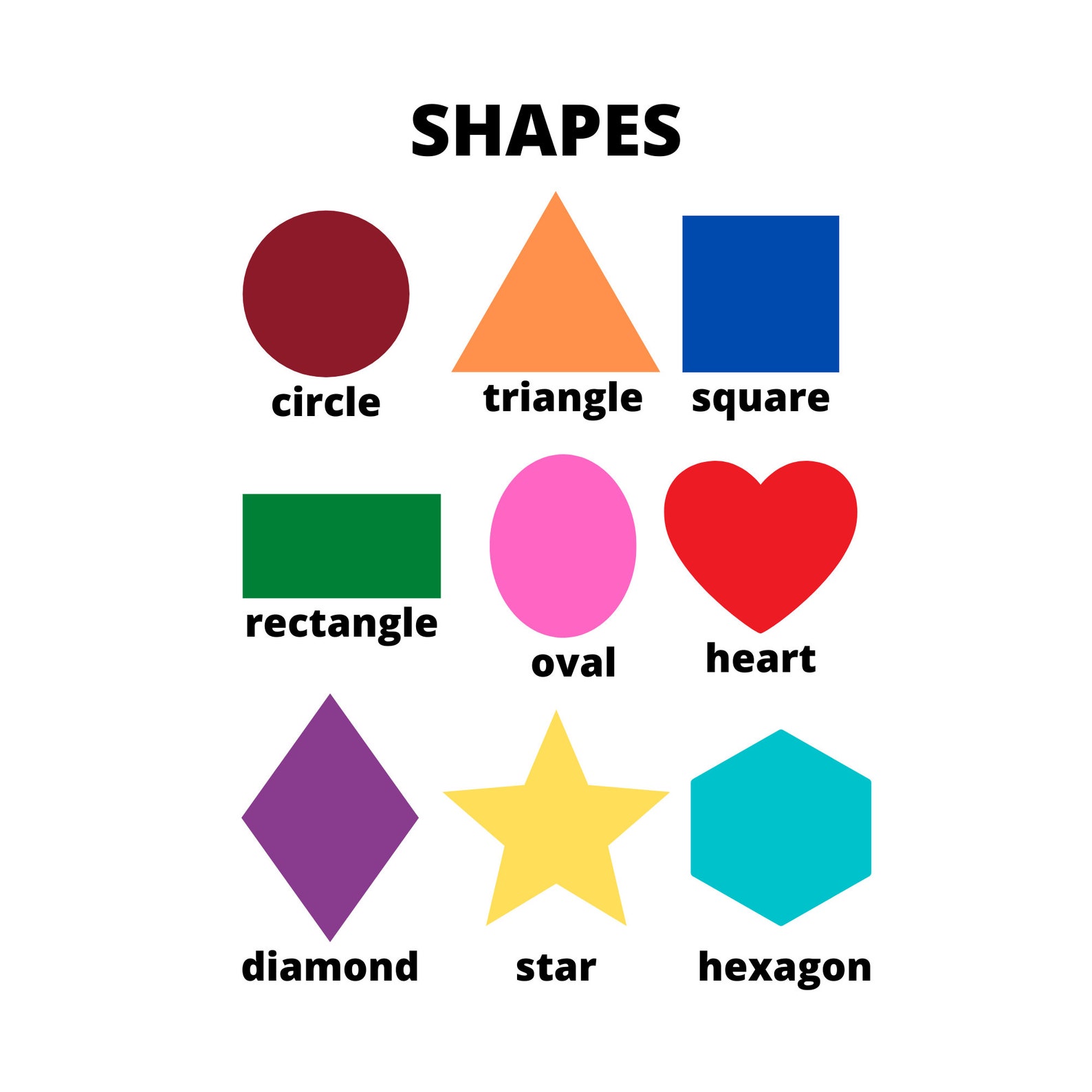 Shapes Printable Art Printable Wall Art Montessori Nursery | Etsy Shapes Printable Art Printable Wall Art Montessori Nursery | Etsy