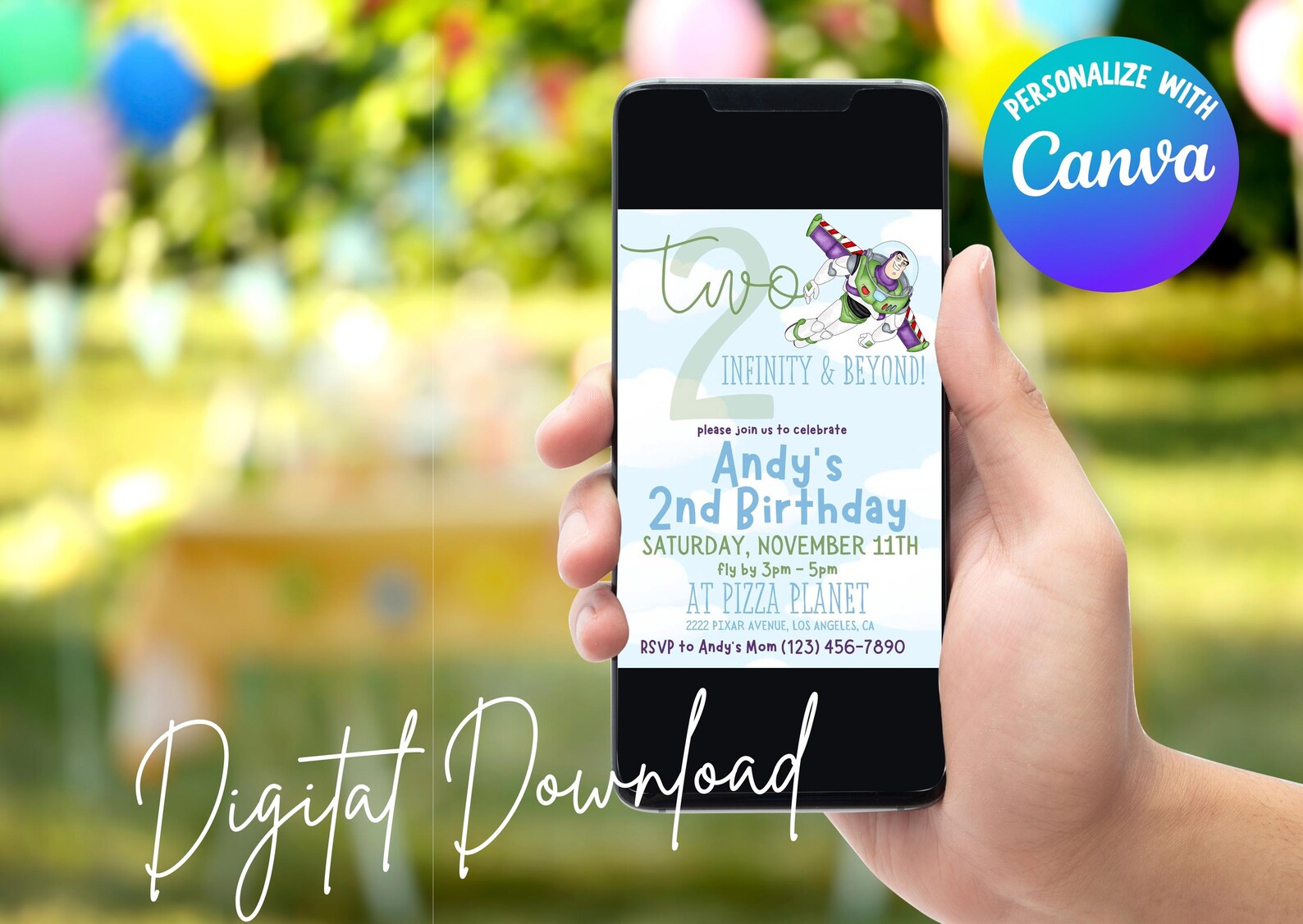 TWO Infinity Invitation, Buzz Lightyear Birthday Party, 2 Year Old ...