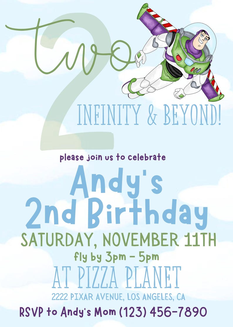 TWO Infinity Invitation, Buzz Lightyear Birthday Party, 2 Year Old ...