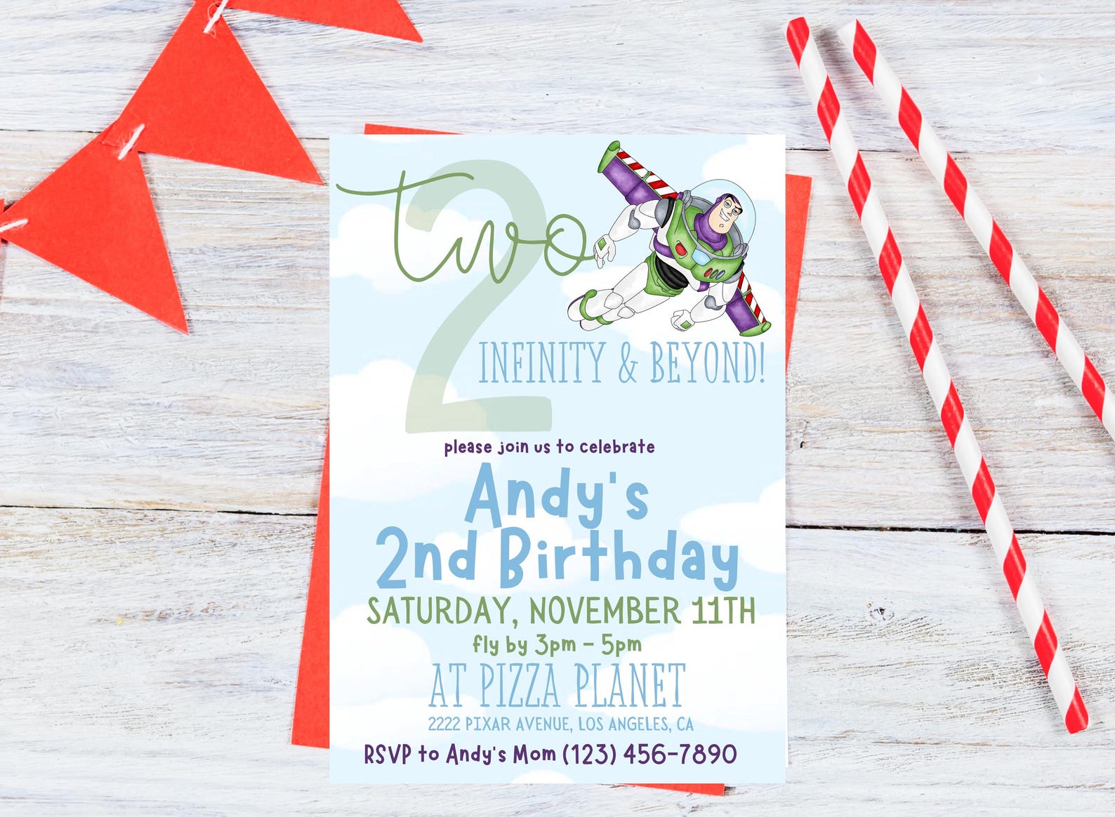 TWO Infinity Invitation, Buzz Lightyear Birthday Party, 2 Year Old ...