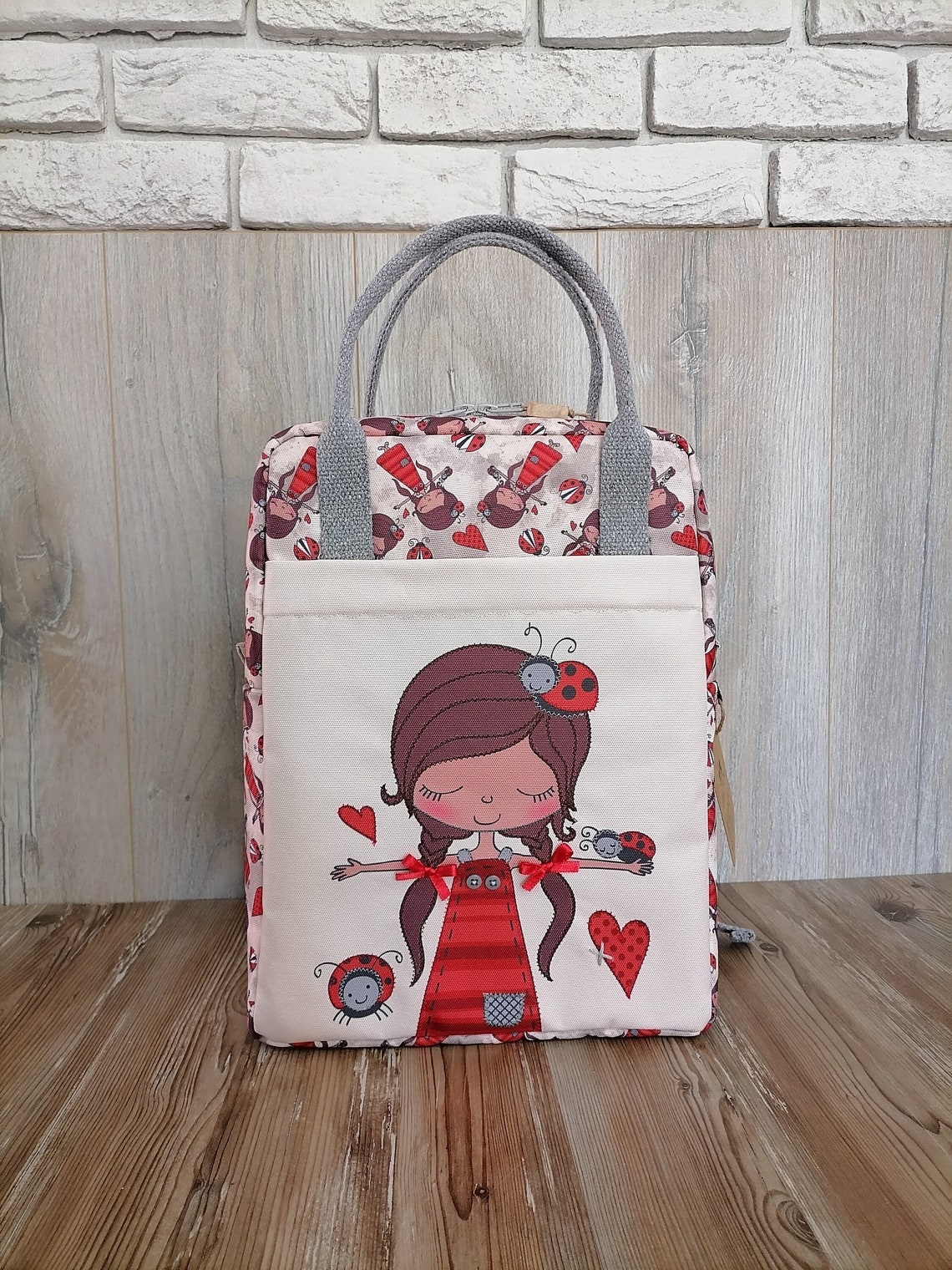 L Size Red Girl Kids Backpack Toddler Bag Nursery Kindergarden Rucksack ...