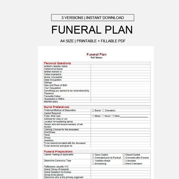 Fillable End of Life Planner, Beneficiary Info, Last Wishes Planner ...