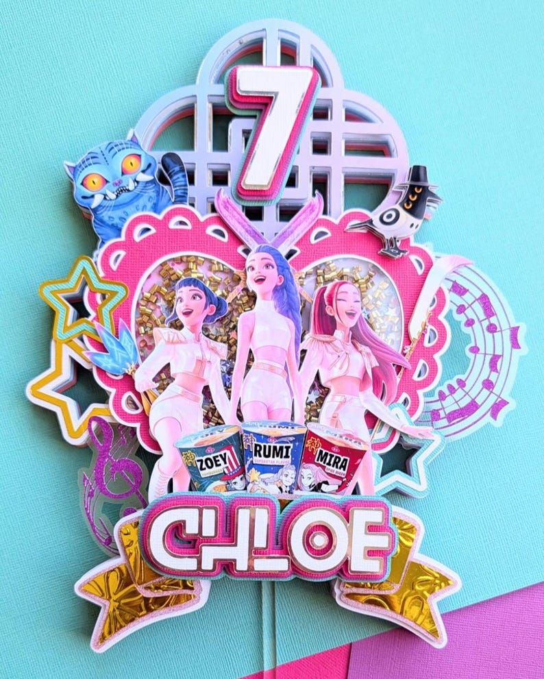Personalized Kpop Demon Hunters Cake Topper | Shaker, 3D Party Decor ...
