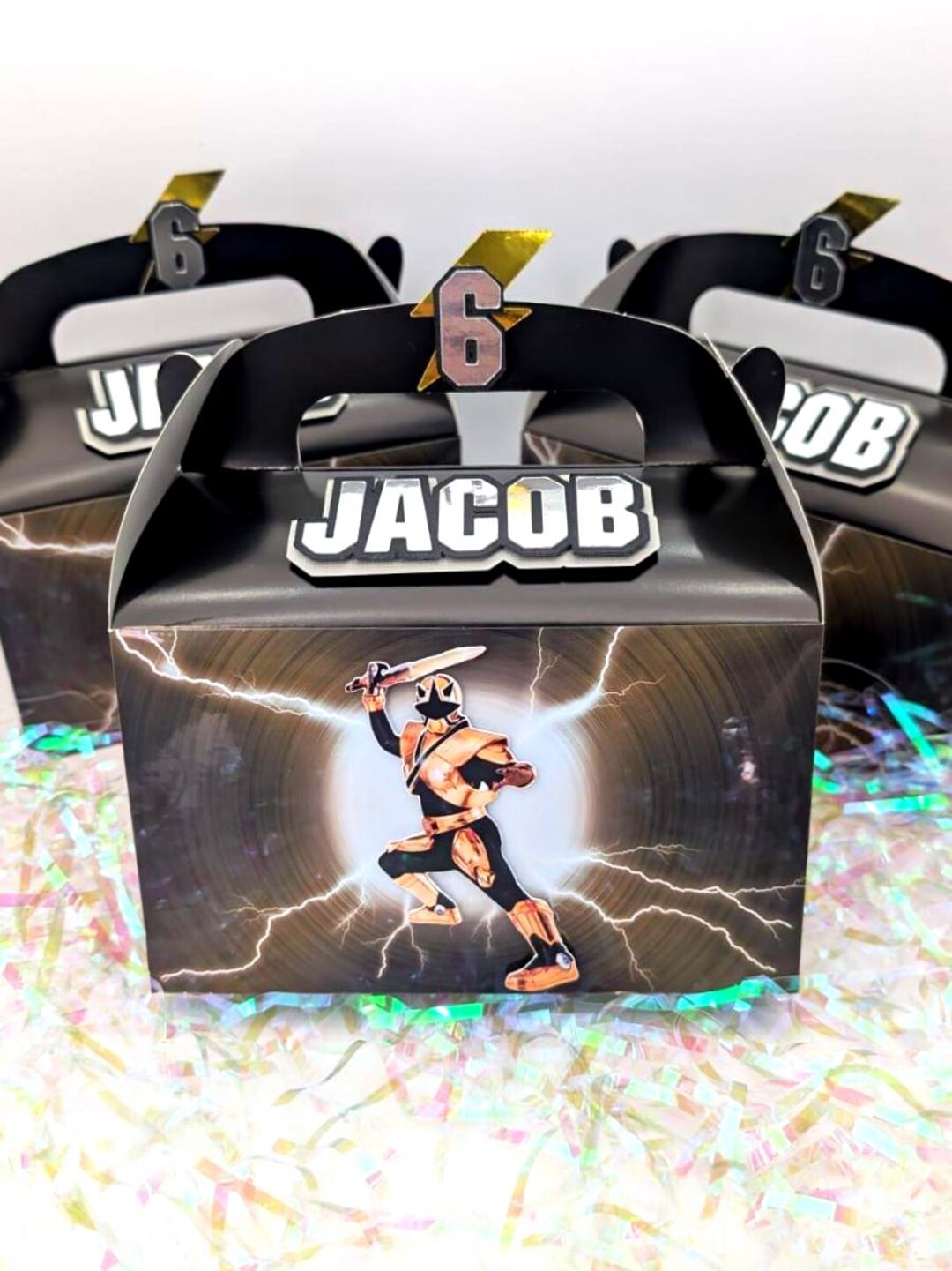Power Ranger (gold) 3D Party Box | Lolly Bag | Birthday Favor Favour ...