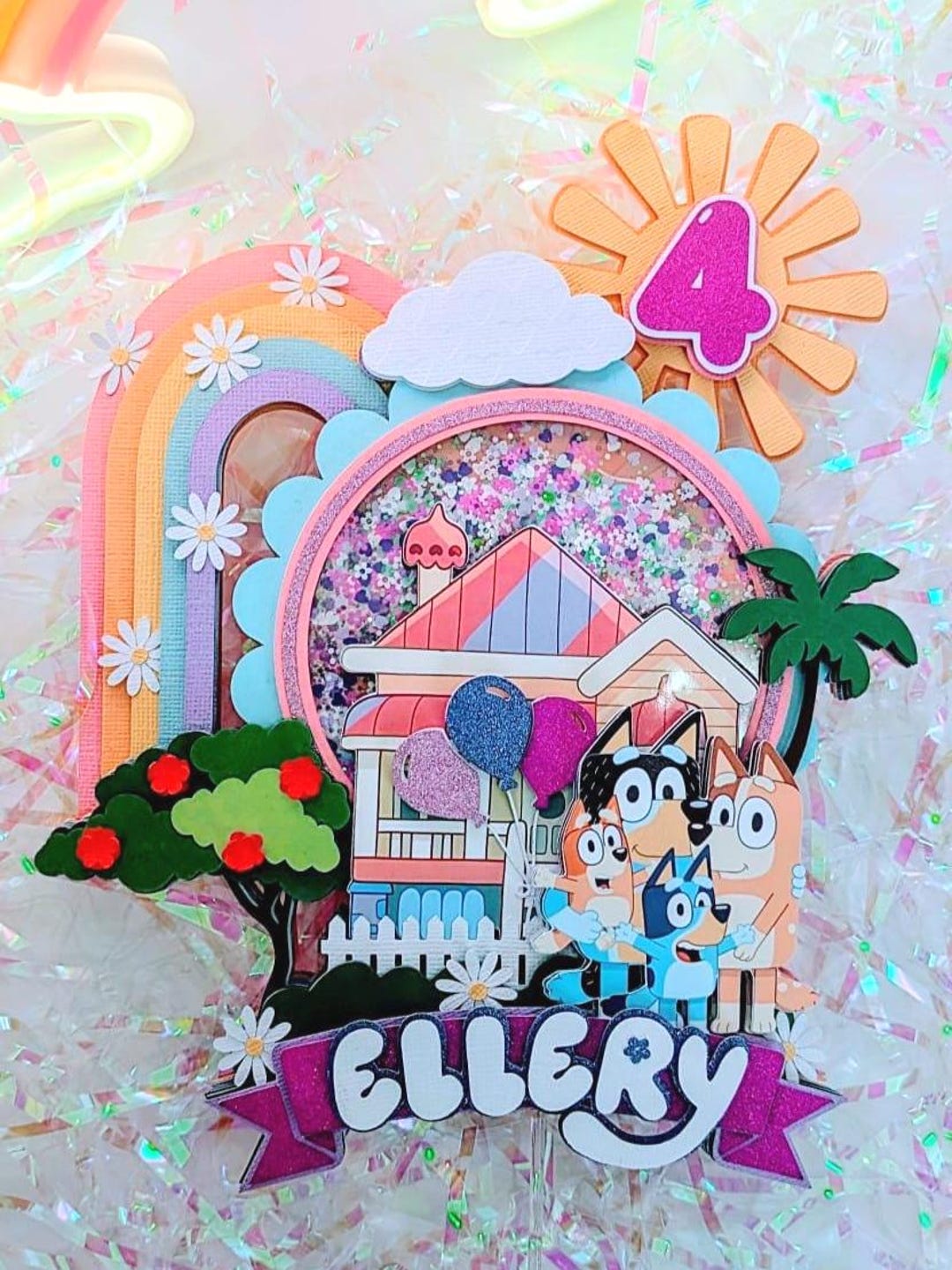 Bluey 3D Shaker Cake Topper | Birthday Cake Topper | Personalized ...