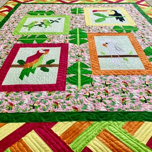 Patchwork Paradise Quilt Pattern PDF Digital Download by Angela's DIY Designs - Tropical Bird ...
