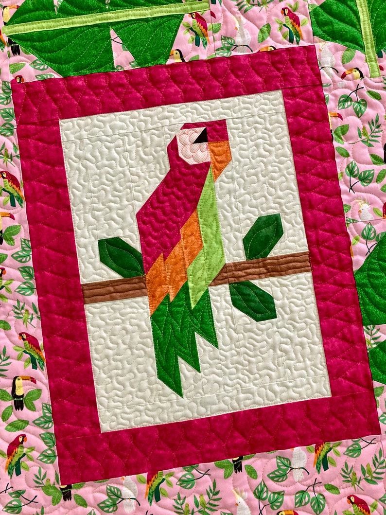 Patchwork Paradise Quilt Pattern PDF Digital Download by Angela's DIY Designs - Tropical Bird ...