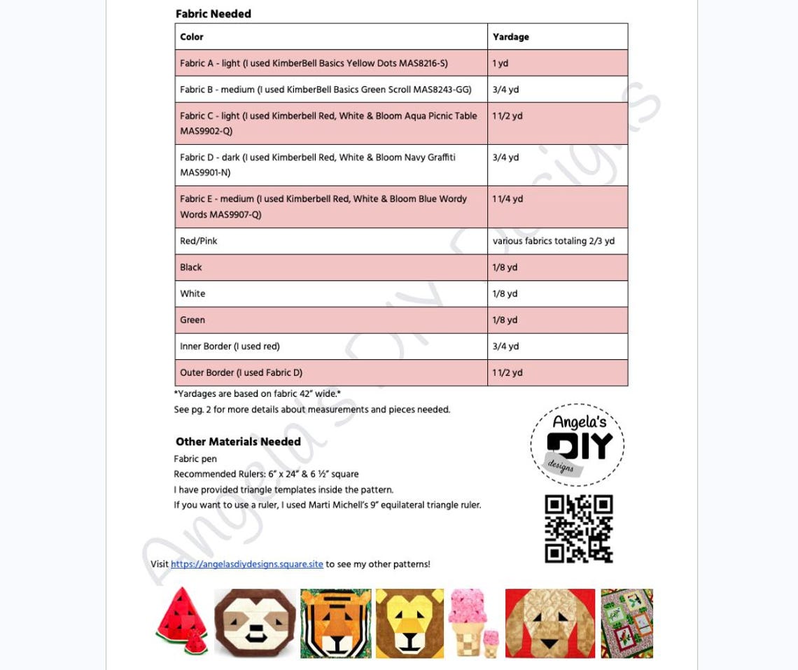 Watermelon Patch Quilt Pattern PDF Digital Download by Angela's DIY ...