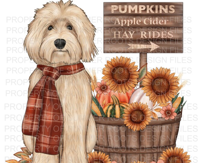 Fall Golden Doodle Pup Autumn Design Digital Download File - Etsy