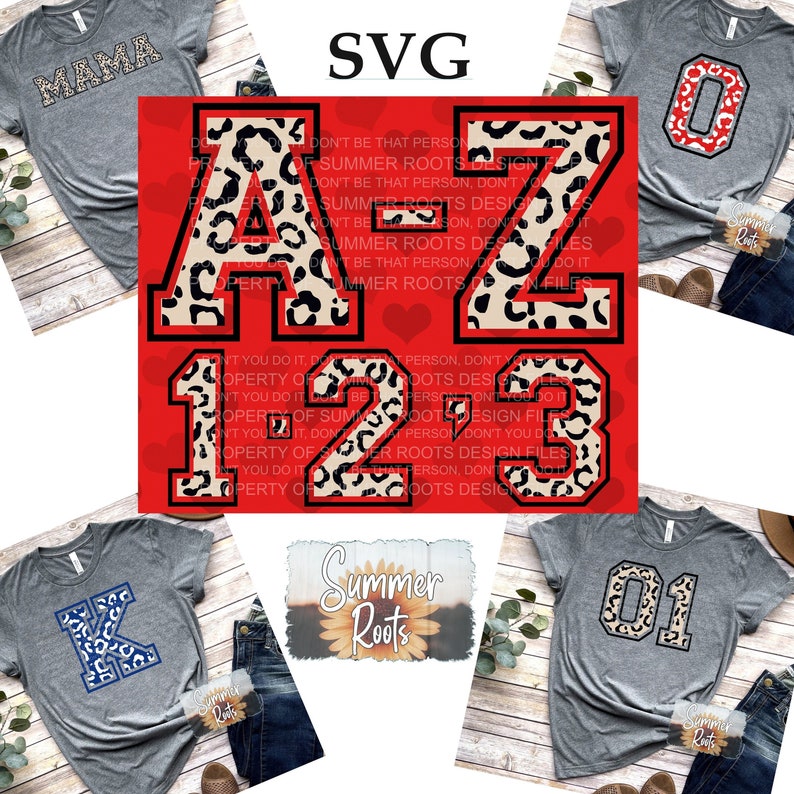 Leopard Print SVG Varsity Block Letter Font Design Digital - Etsy Canada