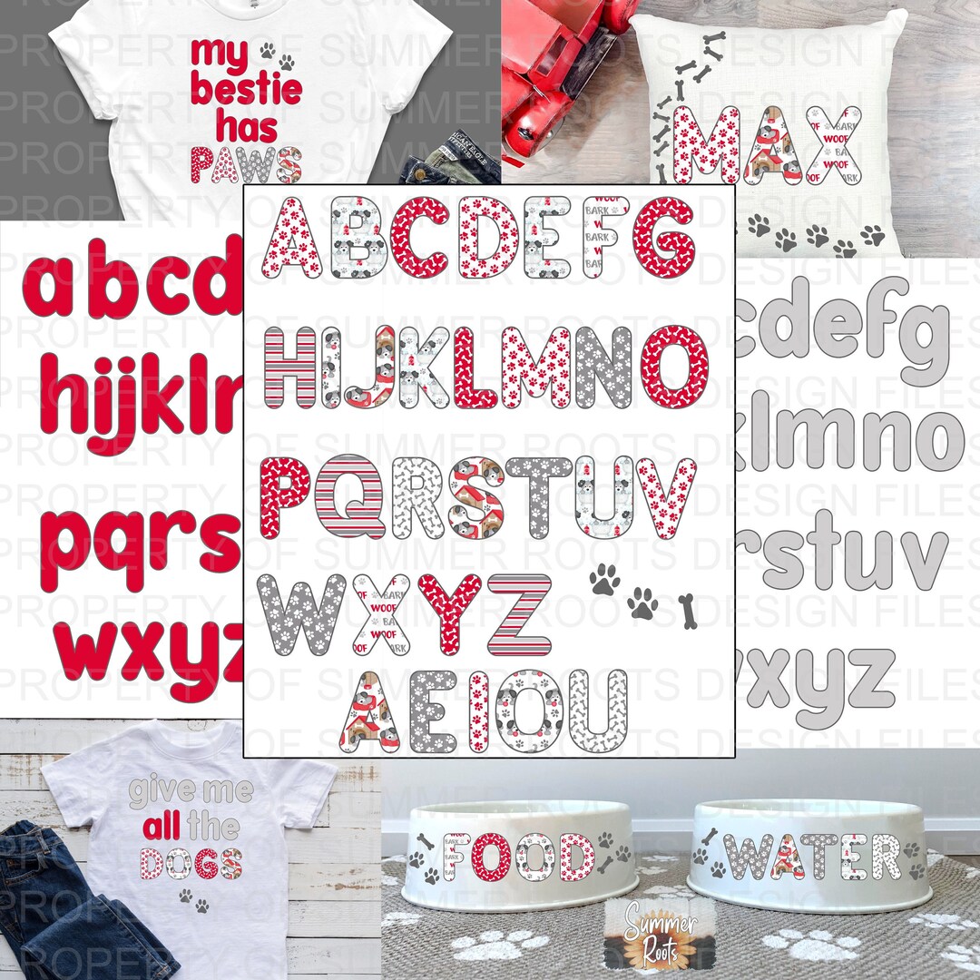 Dog Alphabet Fun Pet Font PNG Sublimation Design Bundle | Digital ...