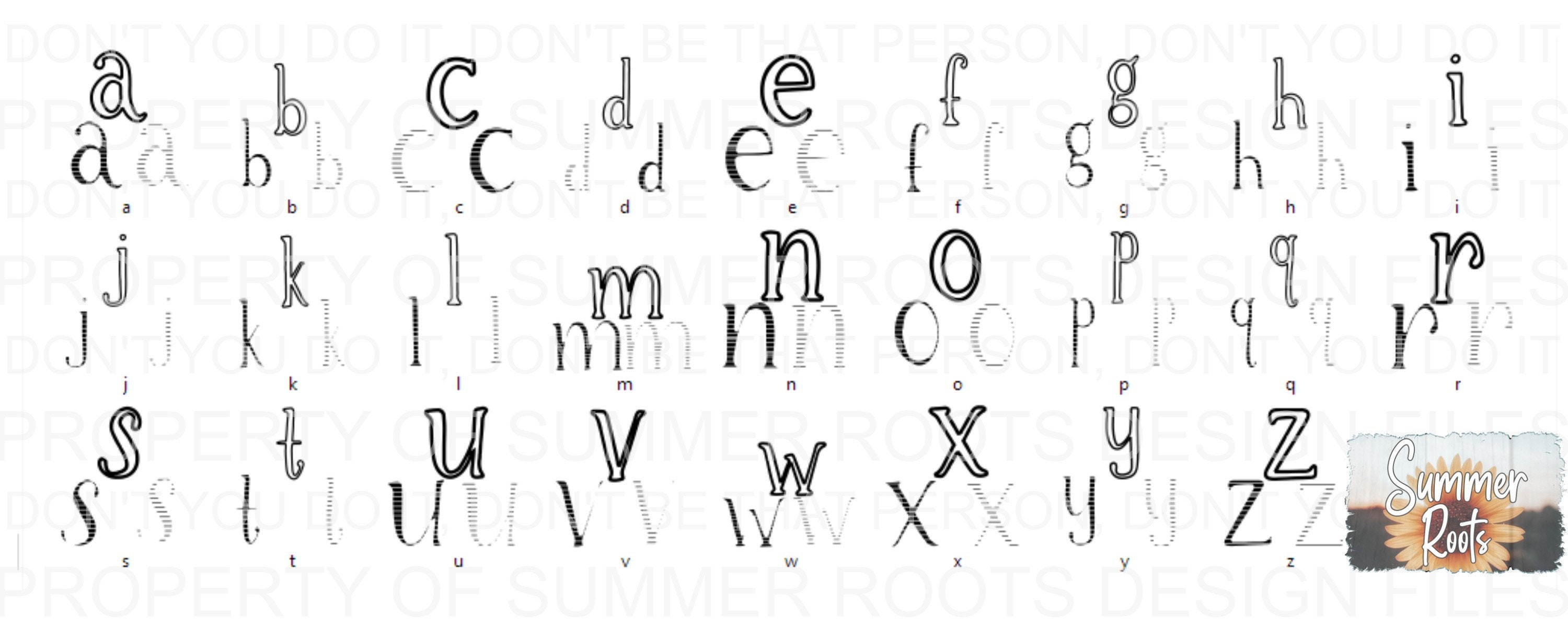 Whimsy Doodle Font Lower Case SVG Striped Trio Bundle Design | Etsy