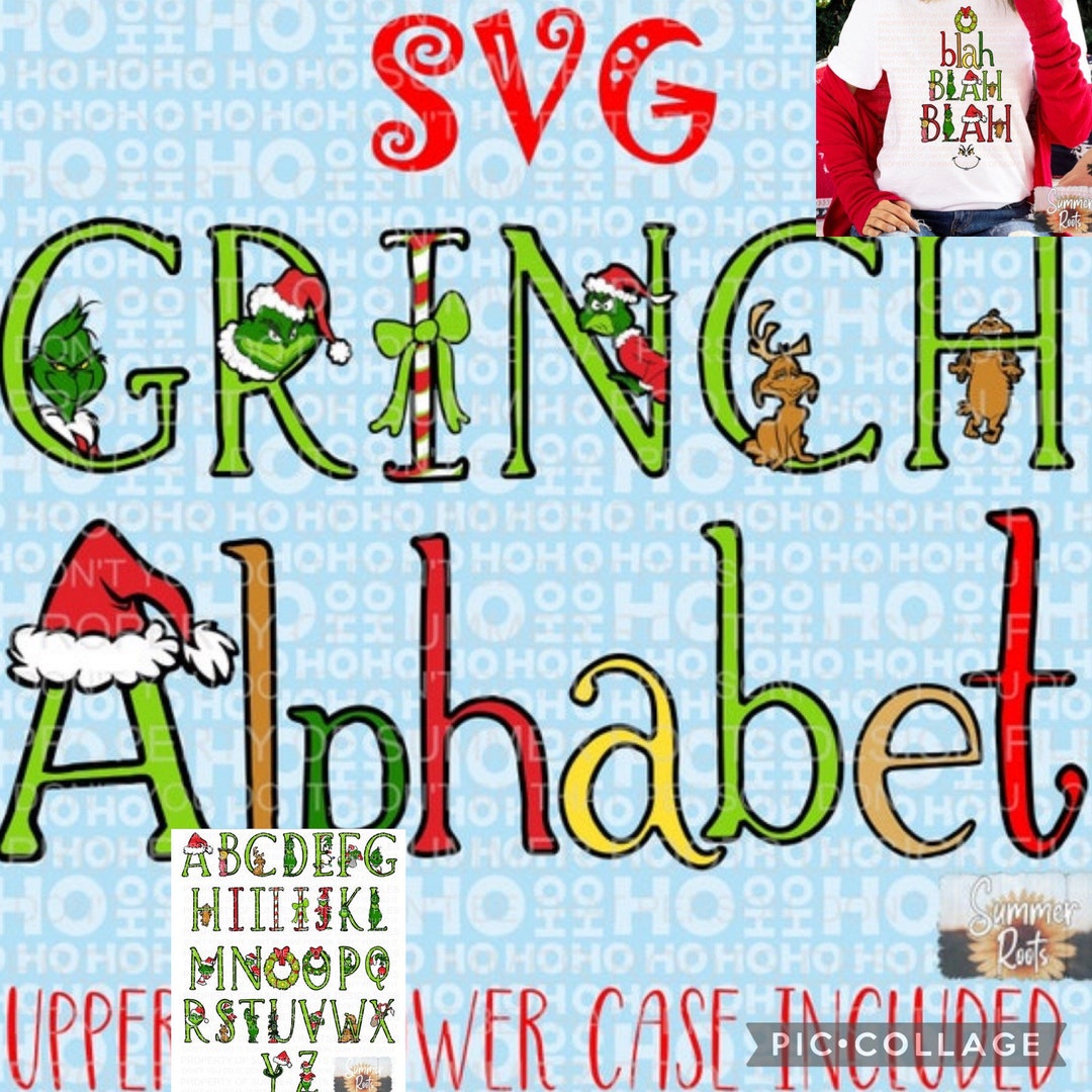 Grinch Whimsy Doodle Christmas Alphabet SVG PNG Font ABC Design ...