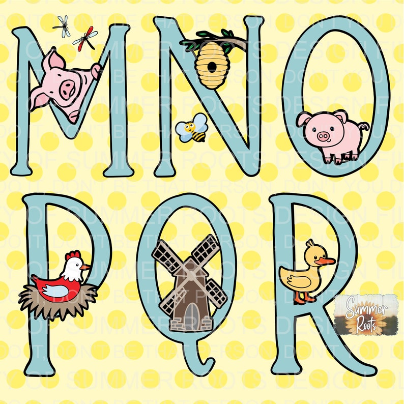 Barn Yard Farm Animals SVG Font Digital Design Download Cut or - Etsy