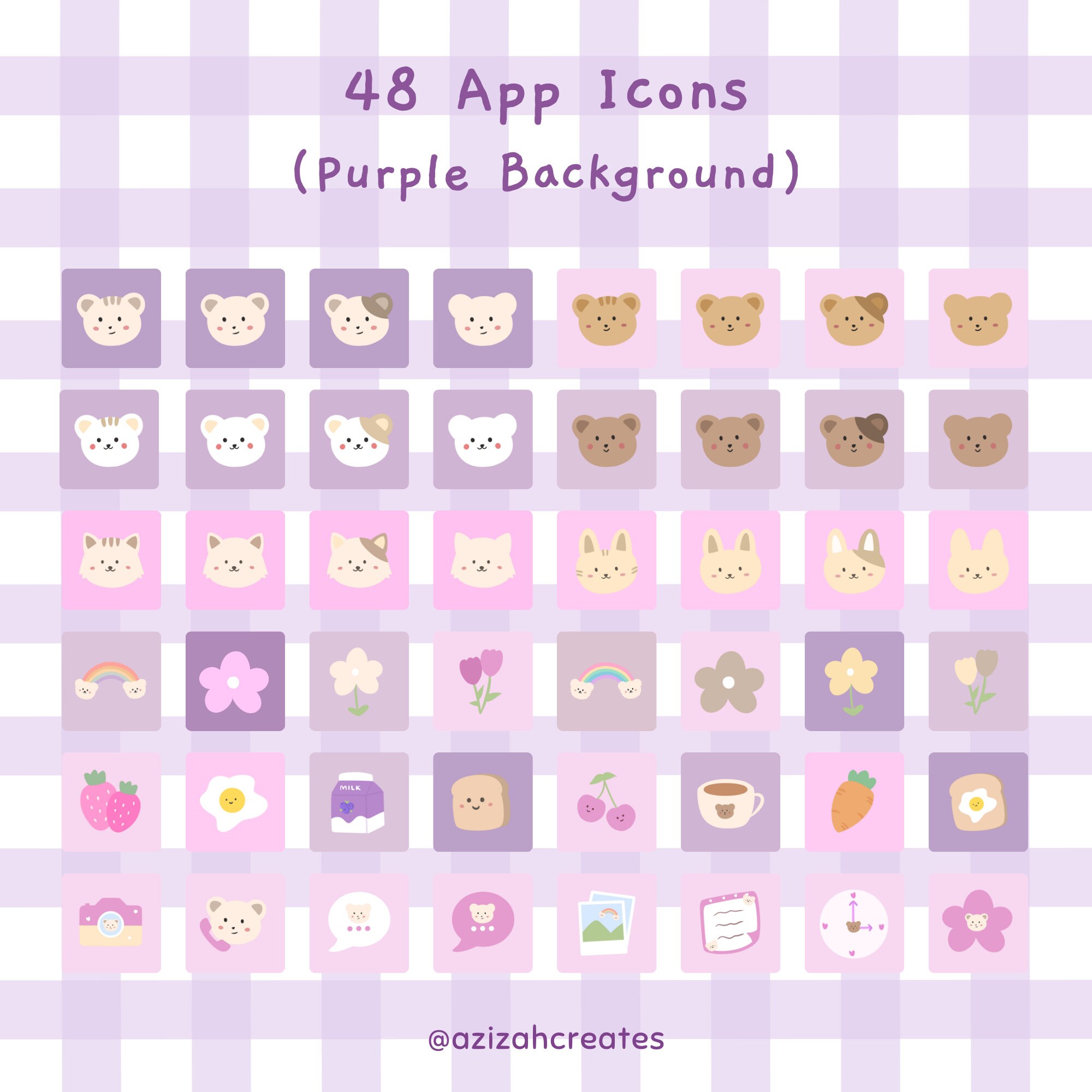 Cute Aesthetic App Icons | Purple Theme App Icons | Kawaii App Icons ...