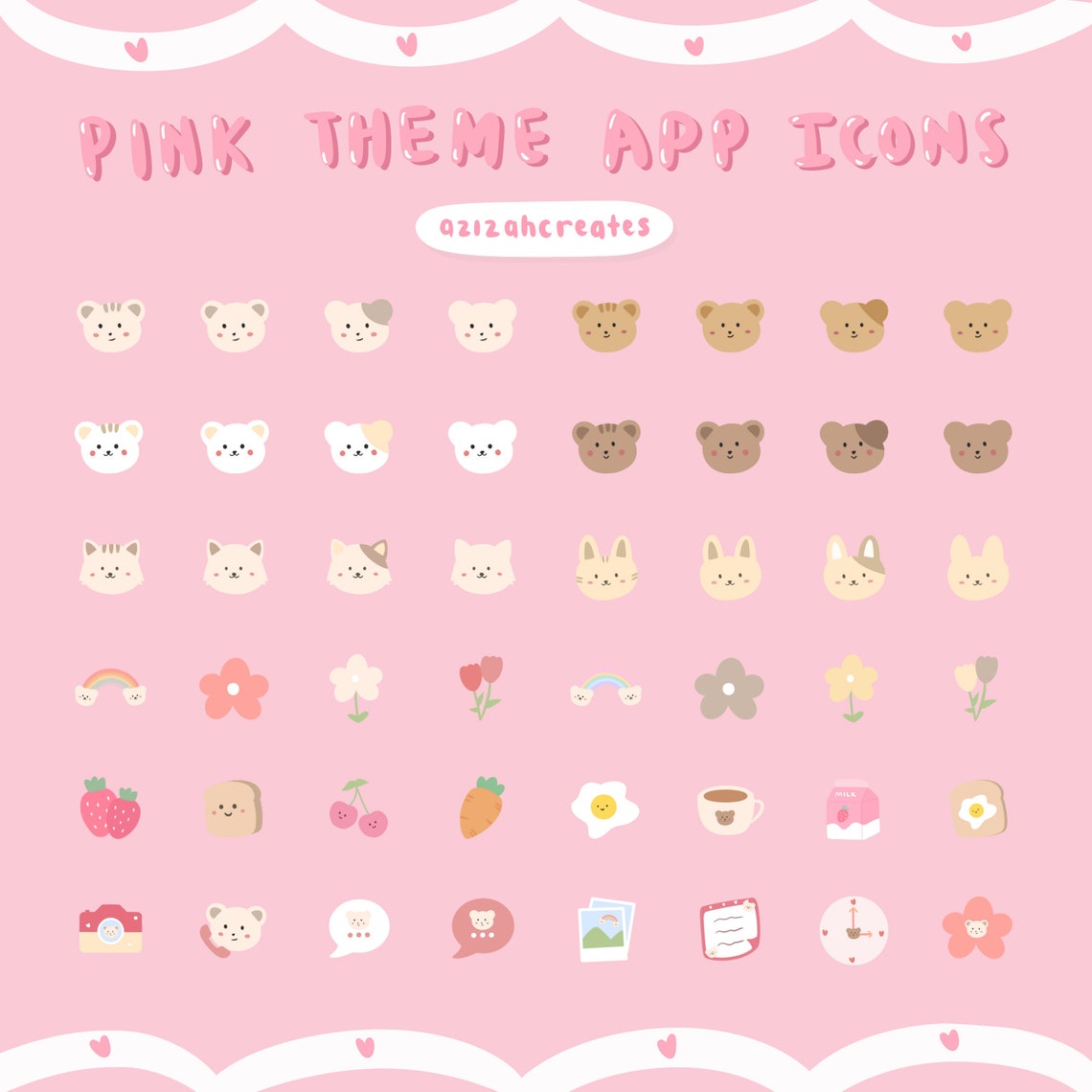 Cute Aesthetic App Icons Pink Theme App Icons Kawaii App - Etsy